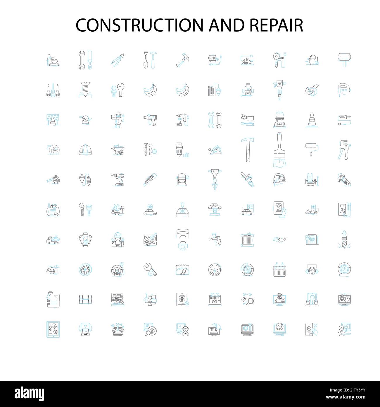 construction and repair icons, signs, outline symbols, concept linear ...