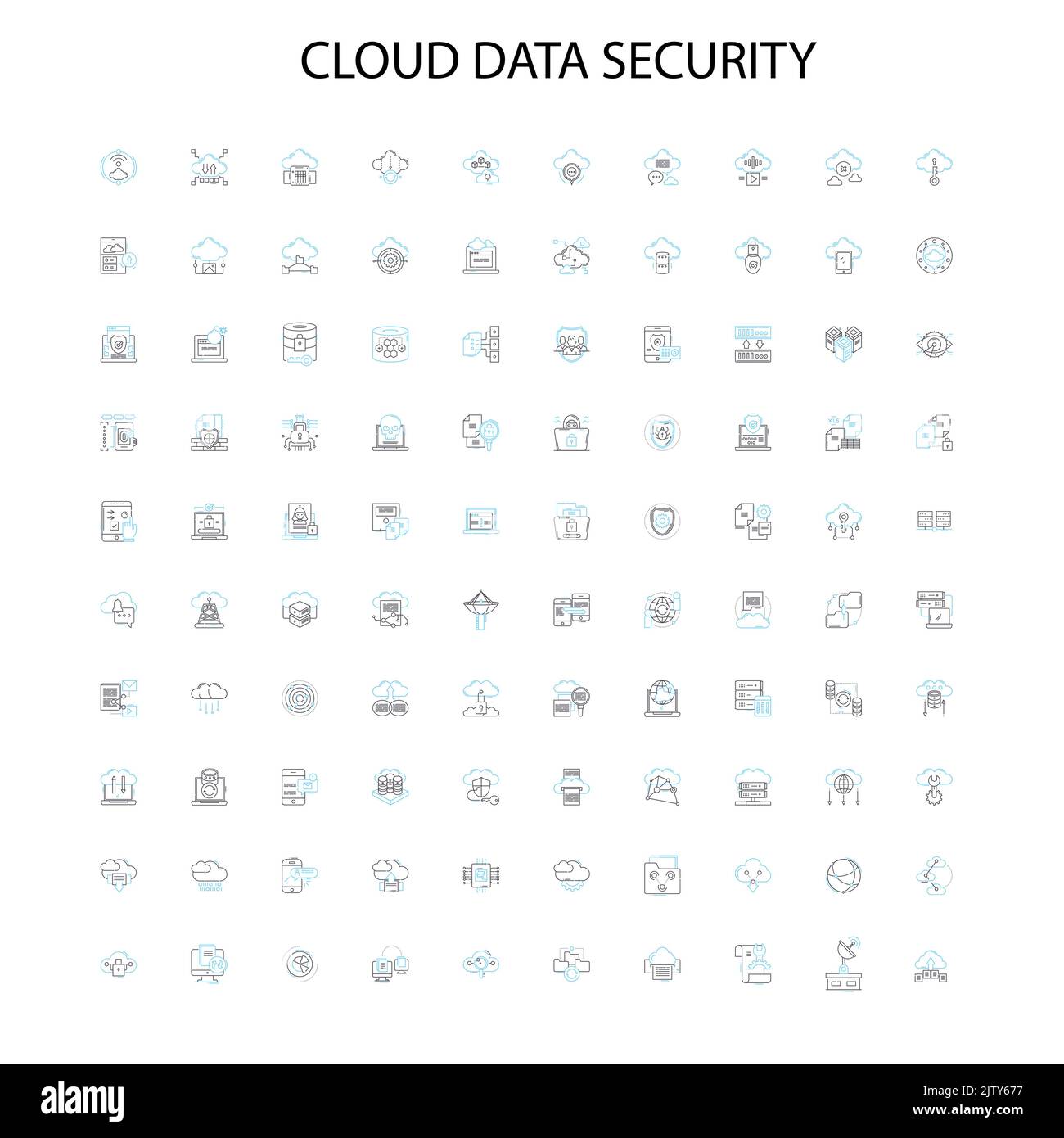cloud data security icons, signs, outline symbols, concept linear ... cloud data security icons, signs, outline symbols, concept linear ...