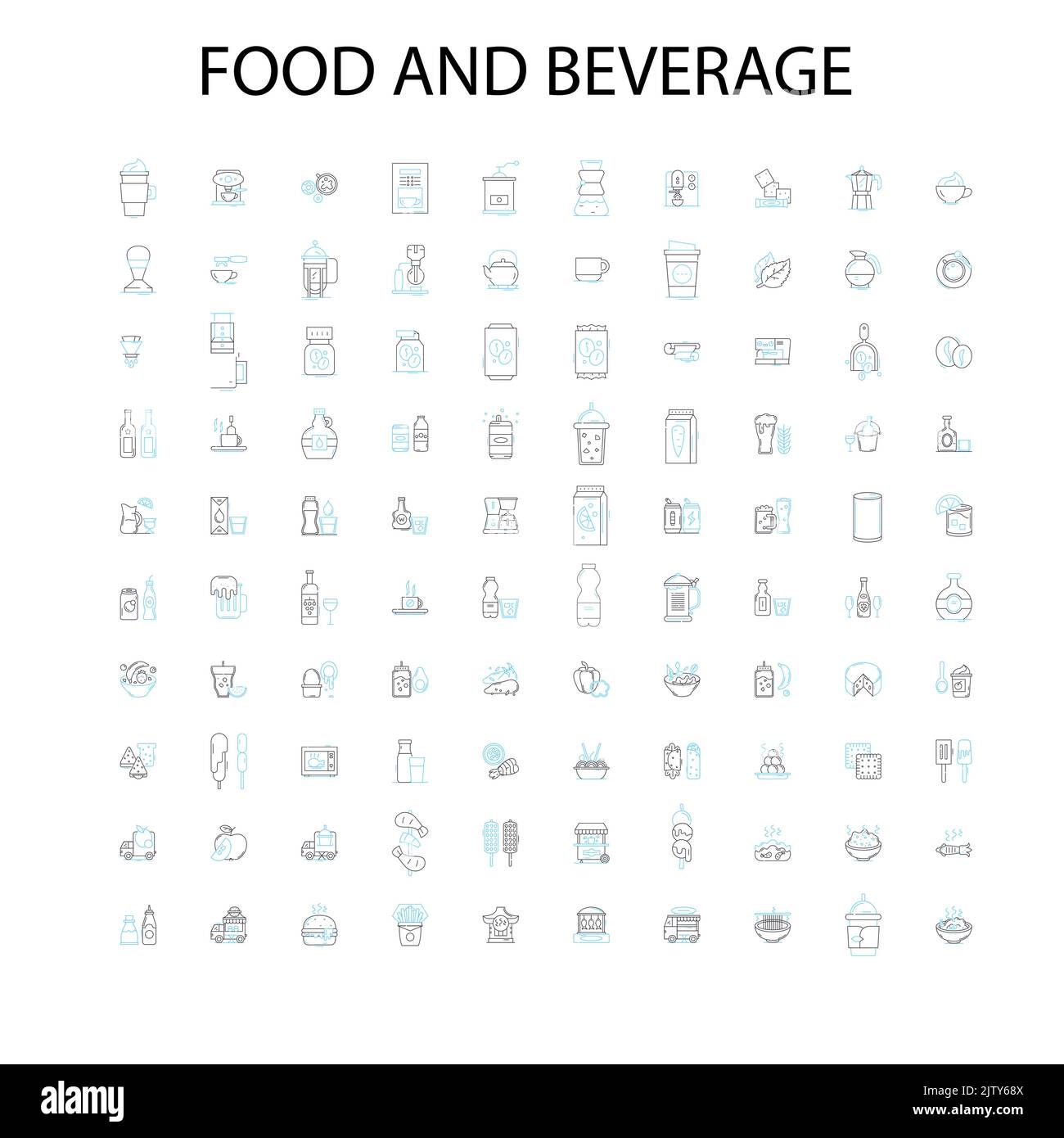 food beverage icons, signs, outline symbols, concept linear illustration line collection Stock ...