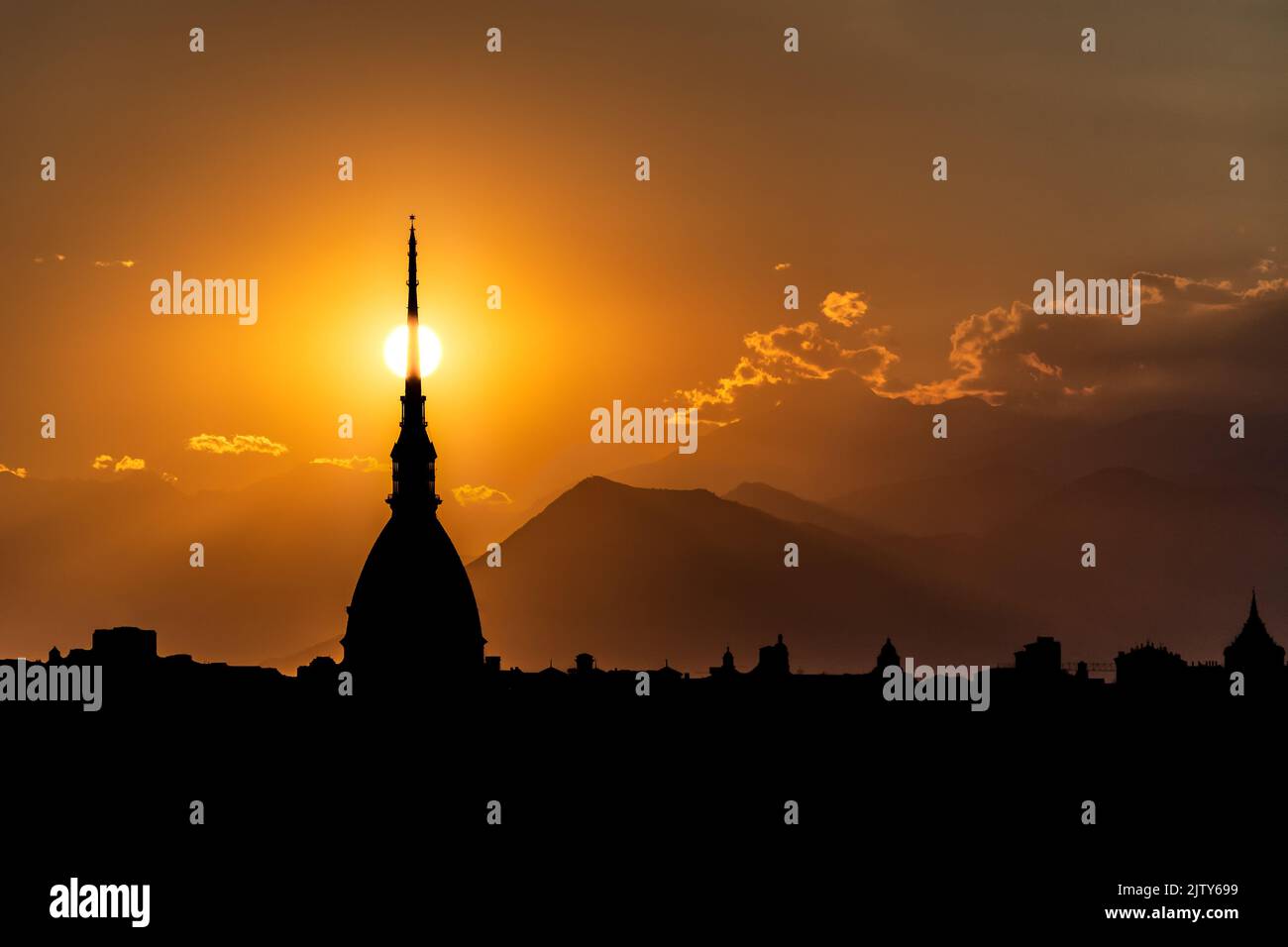 Silhouette of Turin at sunset Stock Photo - Alamy