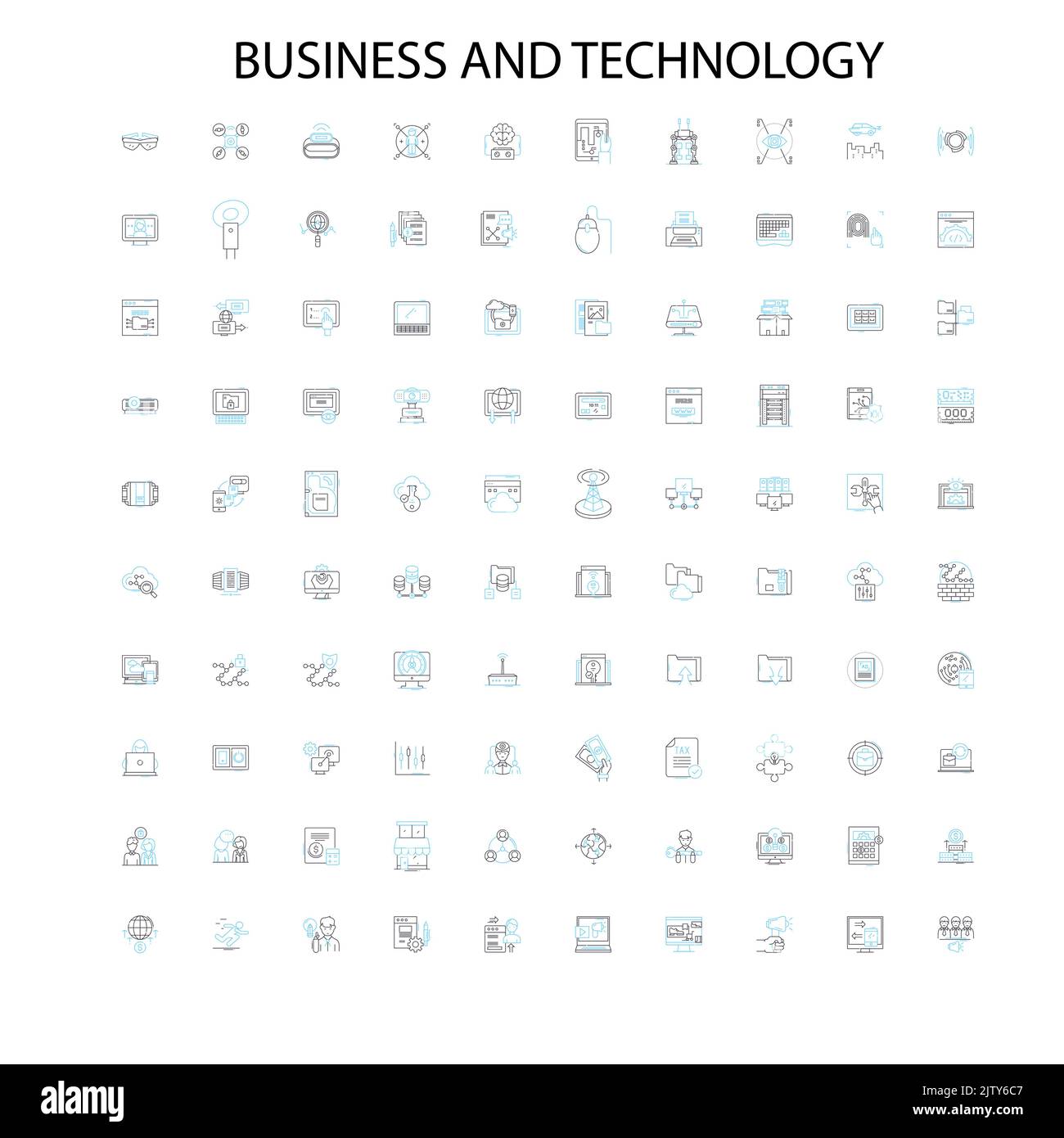 business and technology icons, signs, outline symbols, concept linear ...