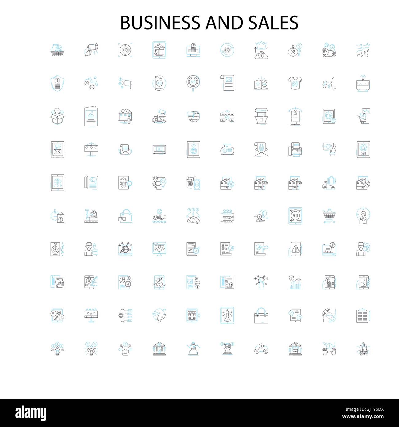 business and sales icons, signs, outline symbols, concept linear ...