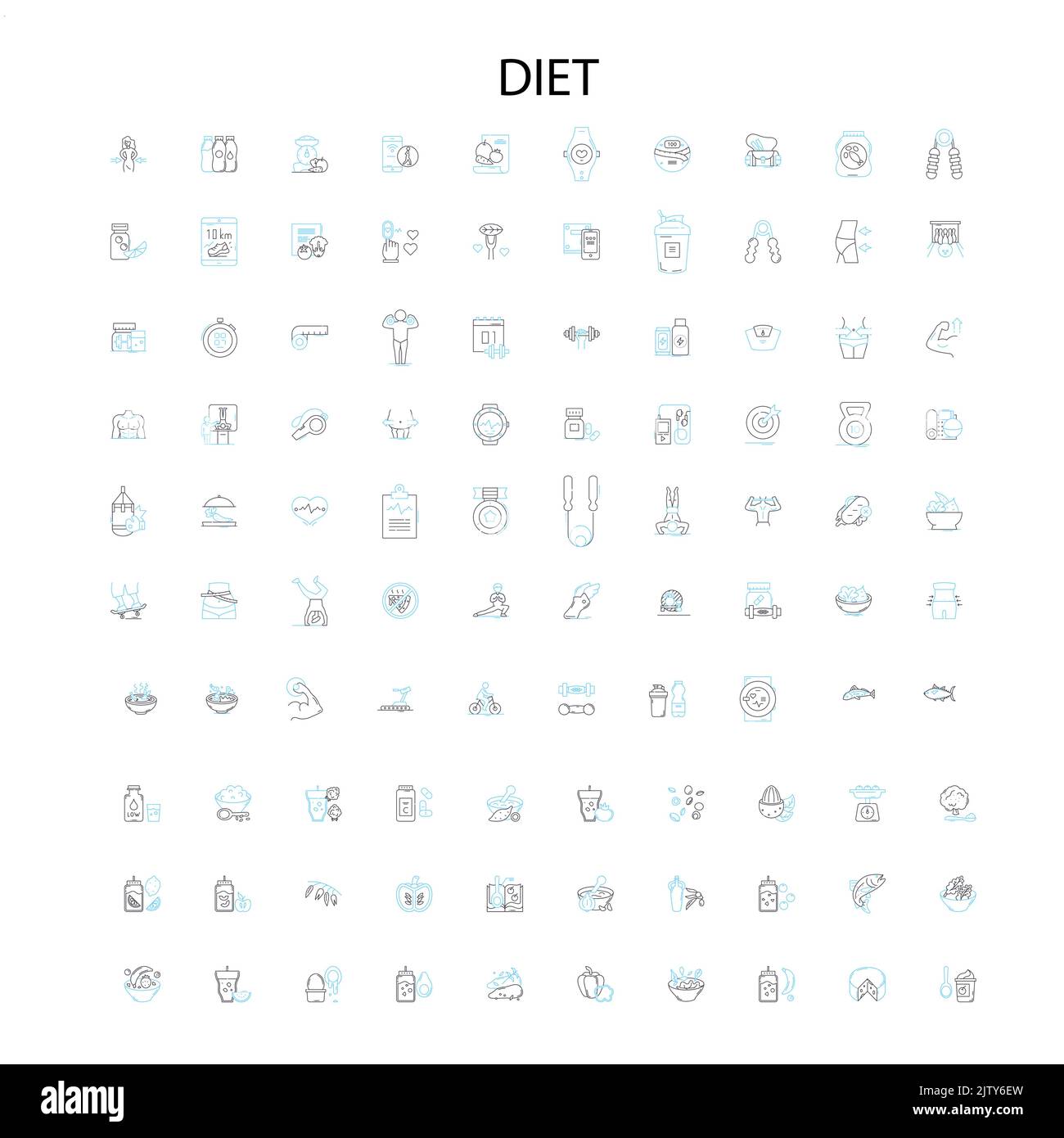 diet icons, signs, outline symbols, concept linear illustration line ...