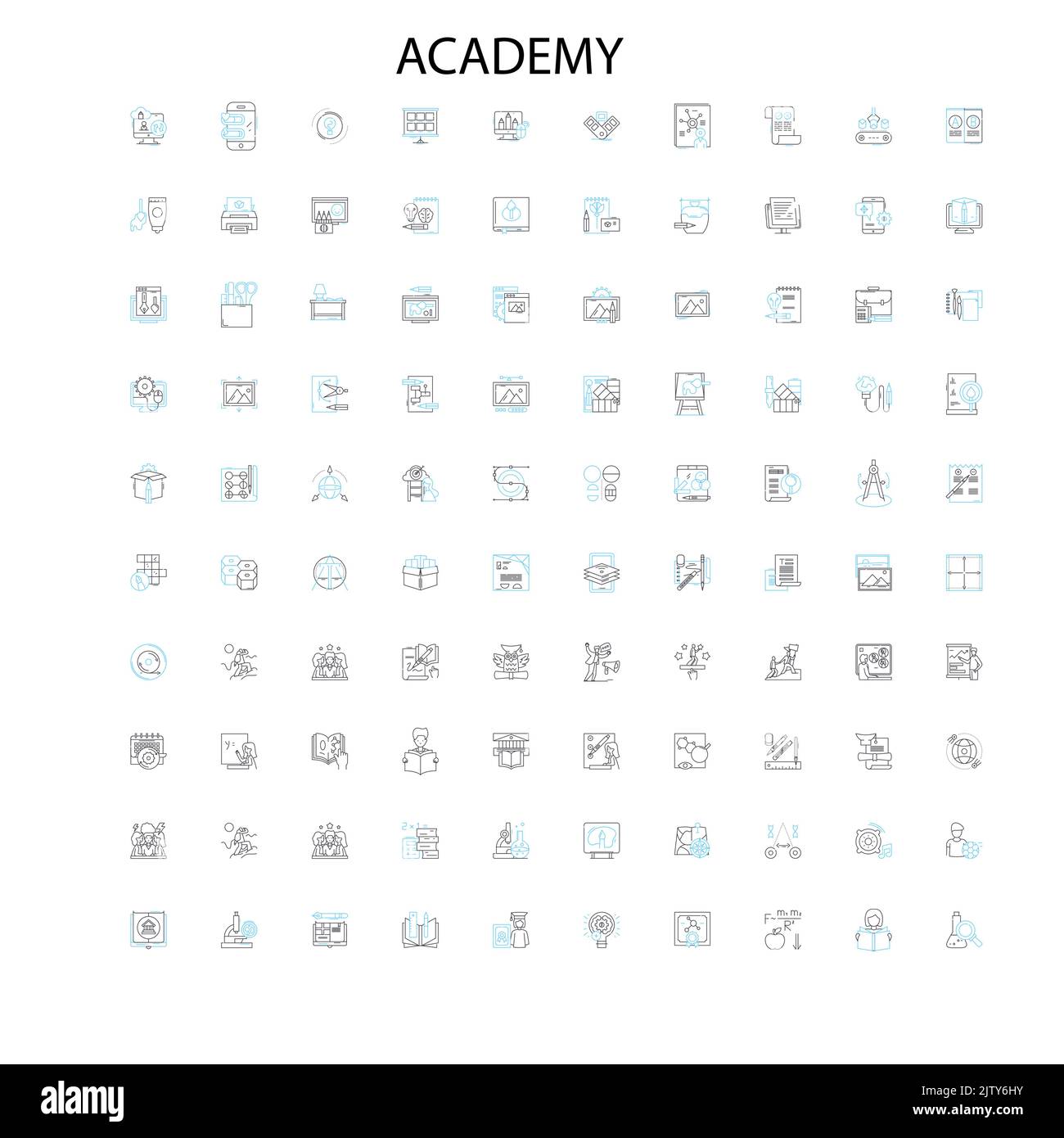 academy concept icons, signs, outline symbols, concept linear ...