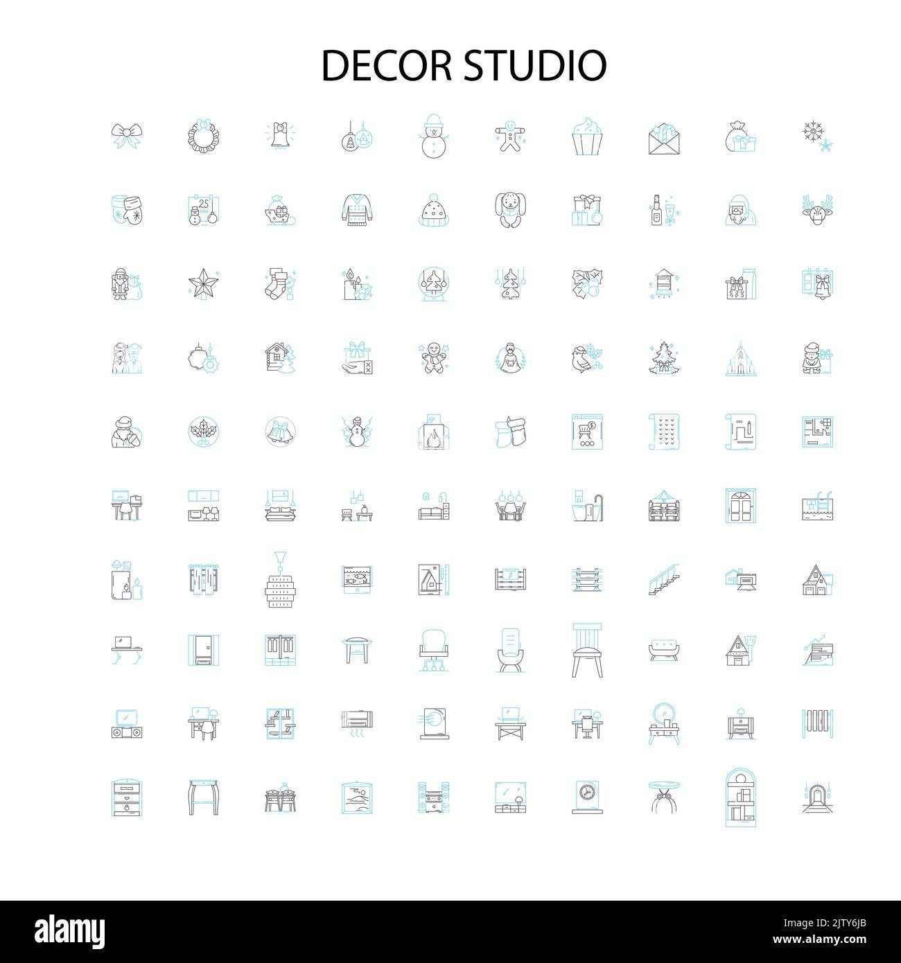 decor studio icons, signs, outline symbols, concept linear illustration ...
