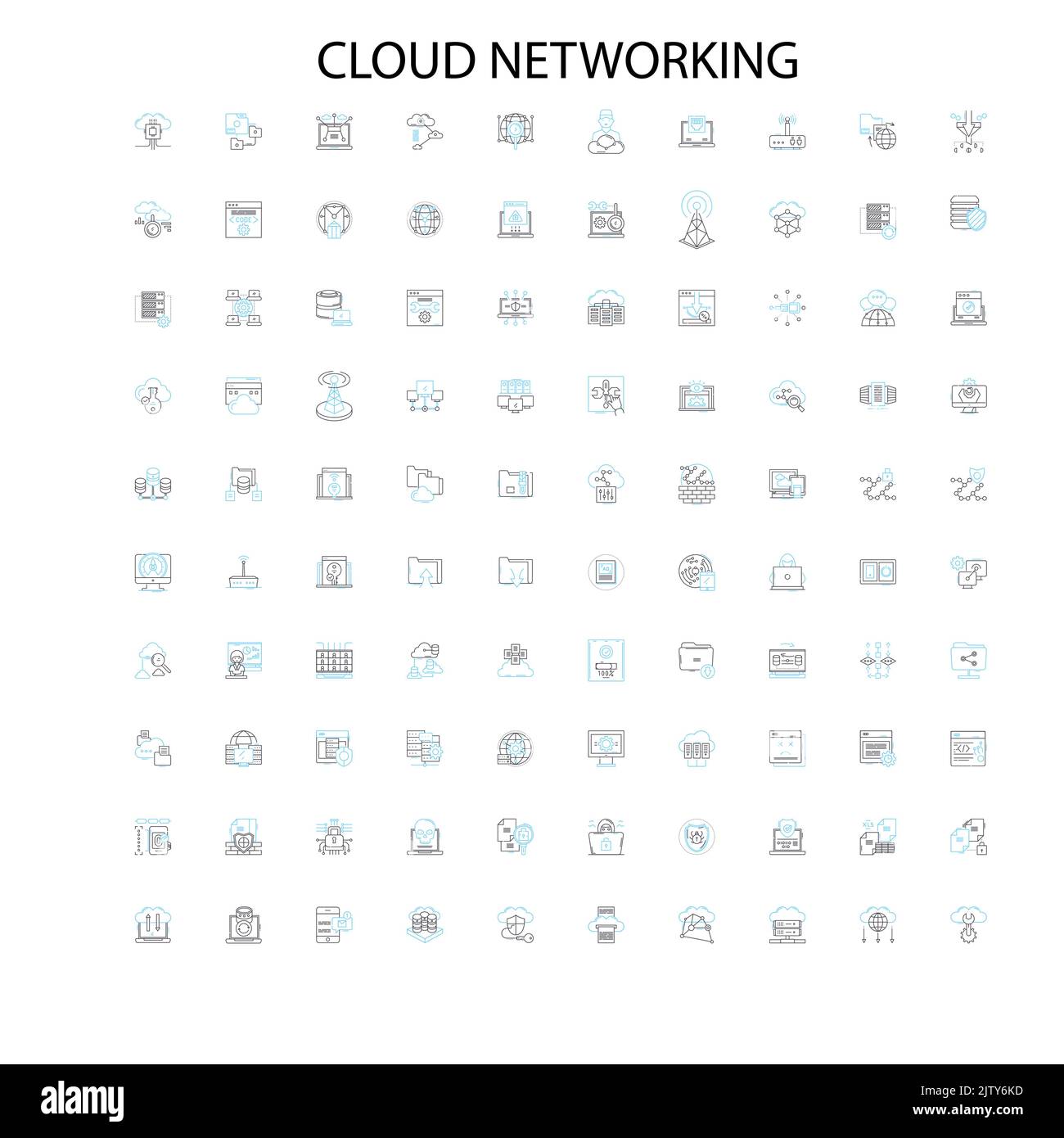 cloud networking icons, signs, outline symbols, concept linear ...