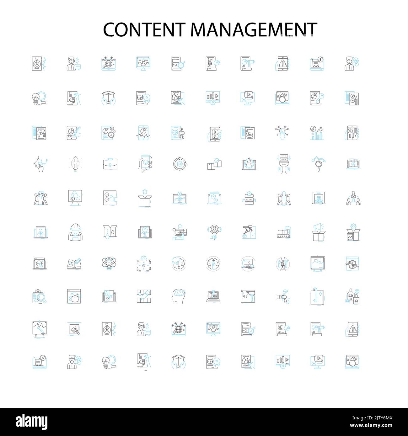 content management icons, signs, outline symbols, concept linear ...