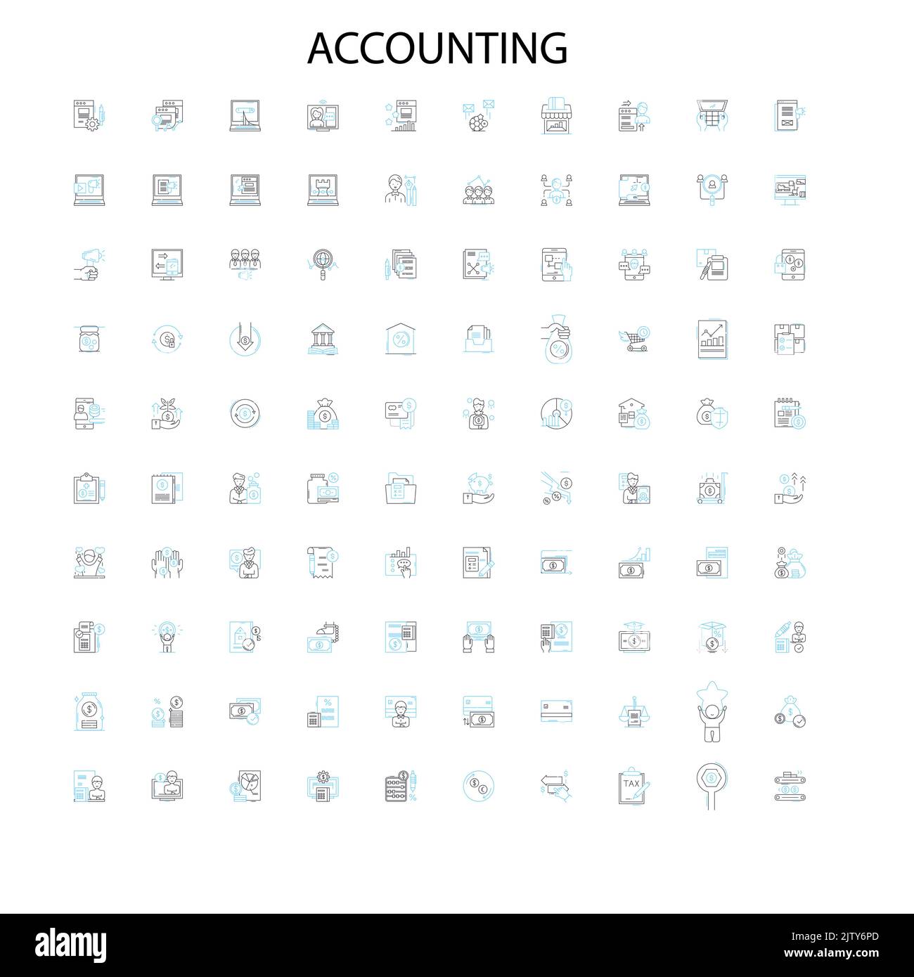 accounting icons, signs, outline symbols, concept linear illustration ...