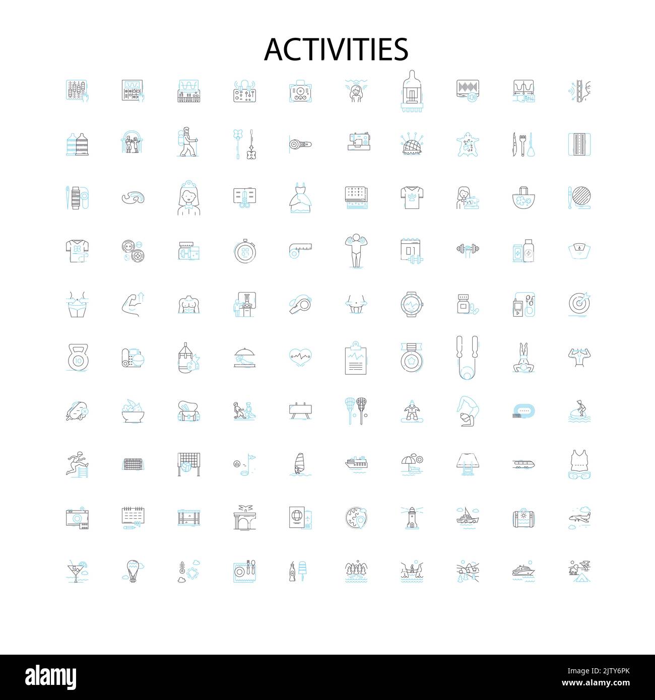 activities icons, signs, outline symbols, concept linear illustration ...