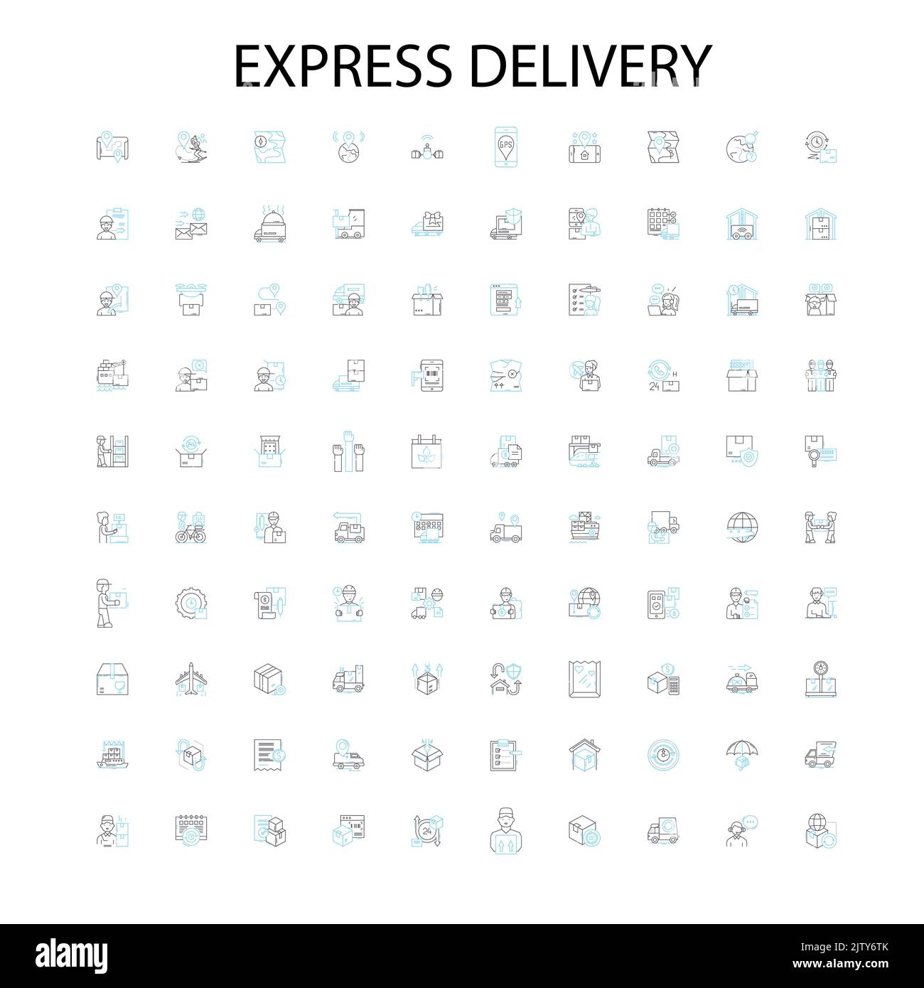 express delivery icons, signs, outline symbols, concept linear ...