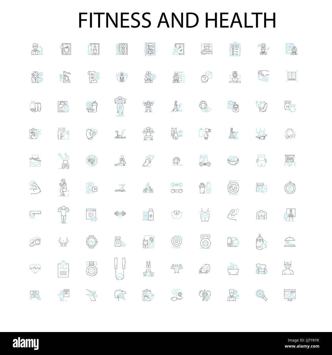 fitness and health icons, signs, outline symbols, concept linear ...