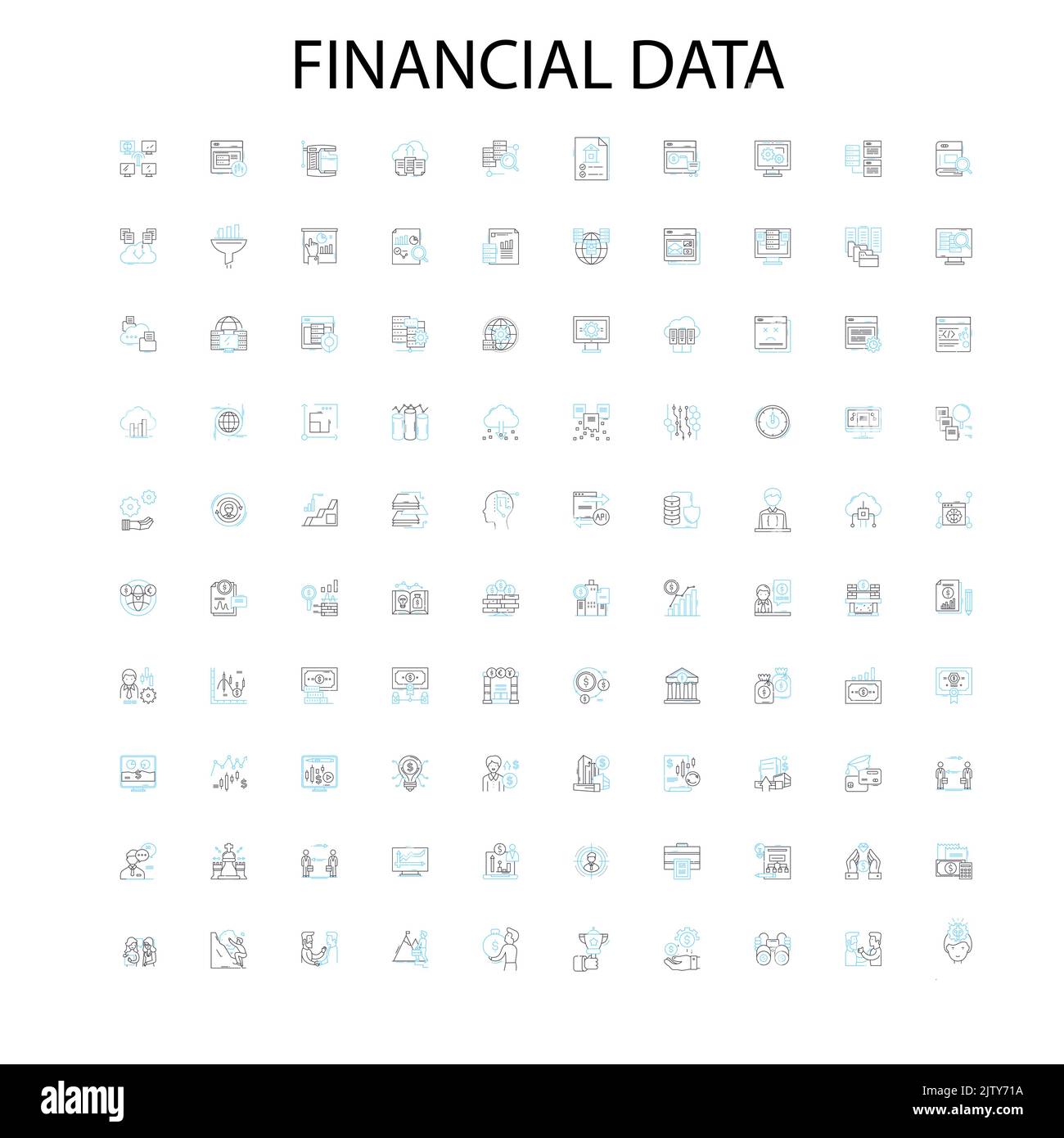 financial data icons, signs, outline symbols, concept linear ...
