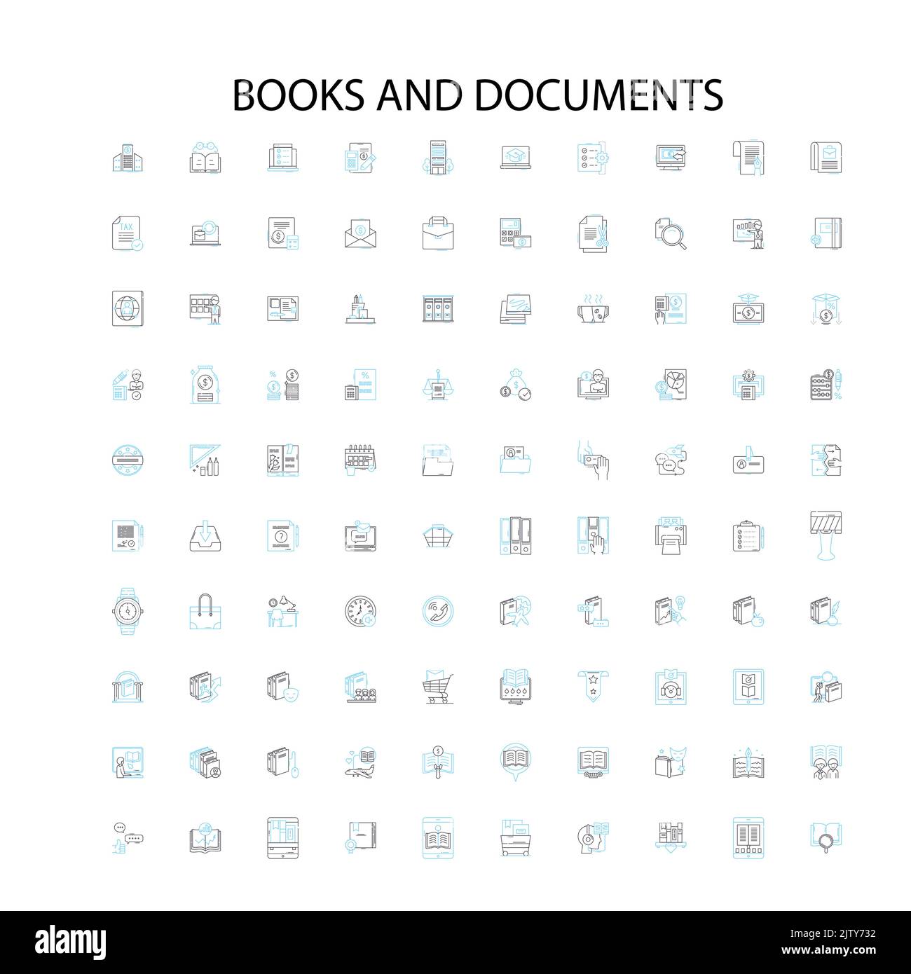 books and documents icons, signs, outline symbols, concept linear ...