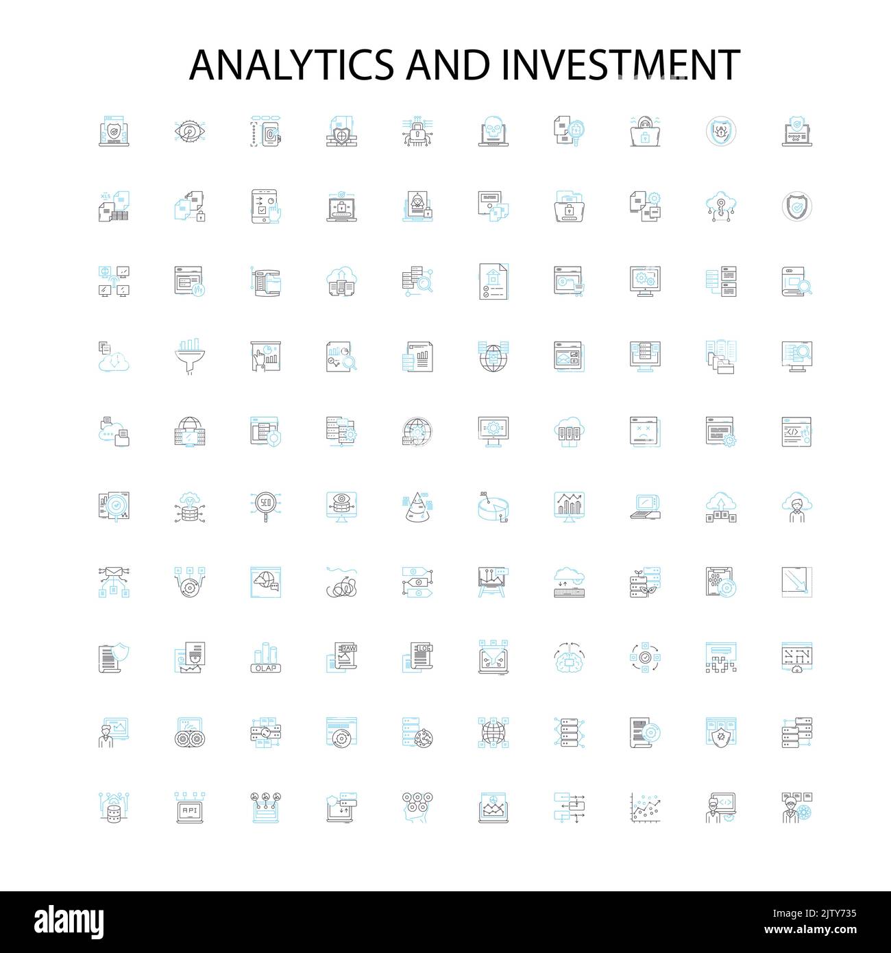 Analytics And Investment Icons Signs Outline Symbols Concept Linear