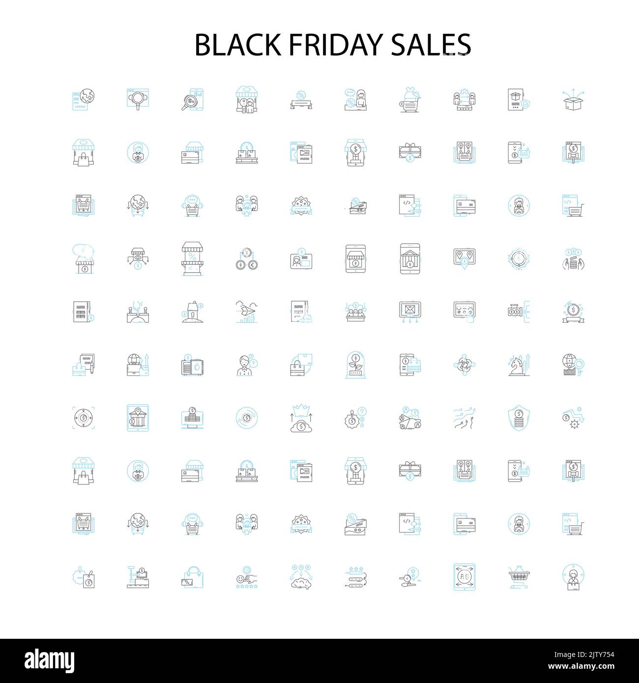 black friday sales icons, signs, outline symbols, concept linear ...