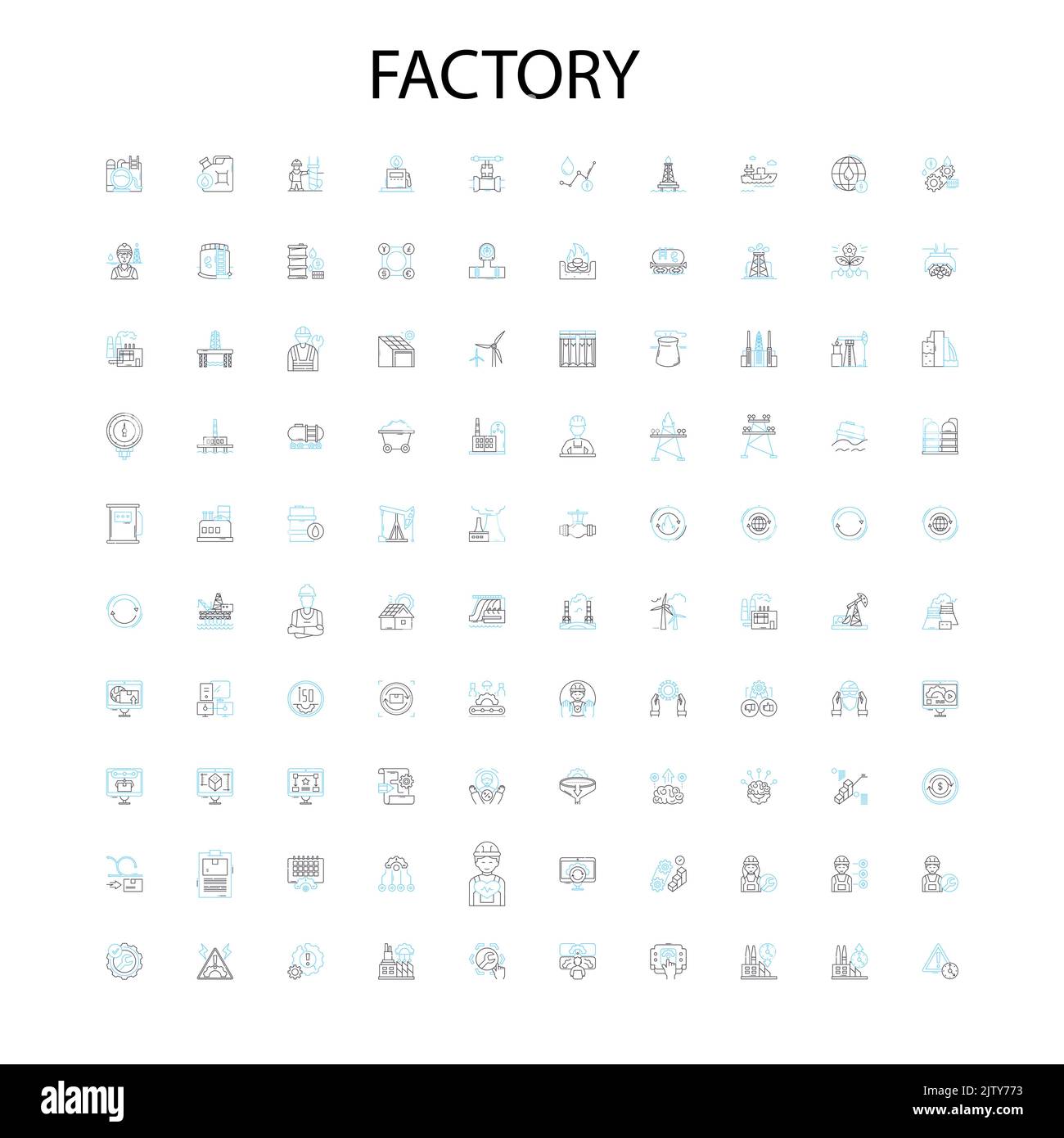 Factory icons, signs, outline symbols, concept linear illustration line ...