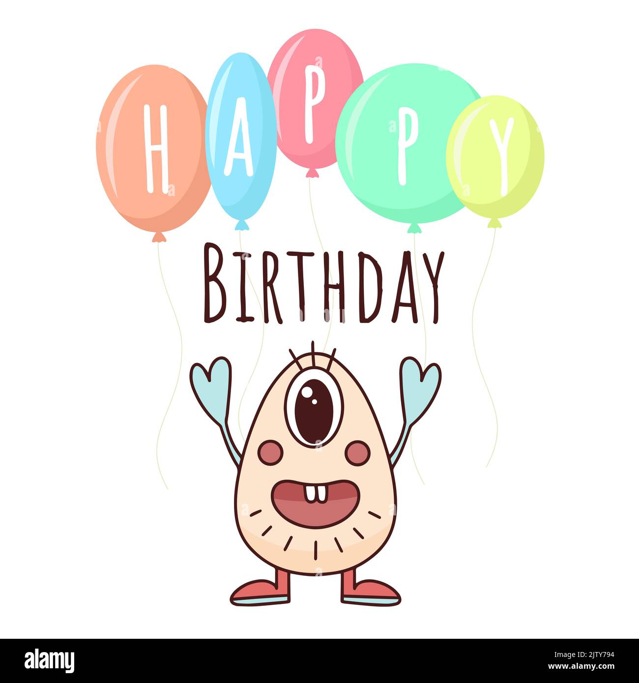 Cute doodle monster greeting Stock Vector Images - Alamy