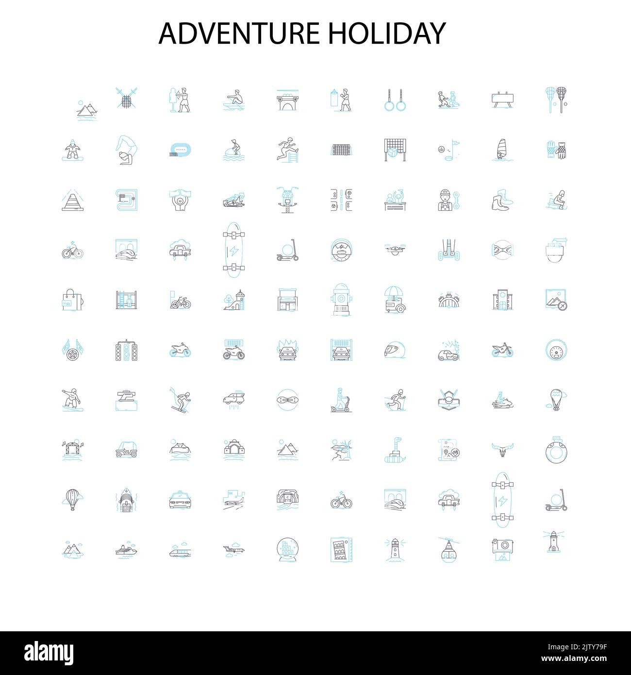 adventure holiday icons, signs, outline symbols, concept linear ... adventure holiday icons, signs, outline symbols, concept linear ...