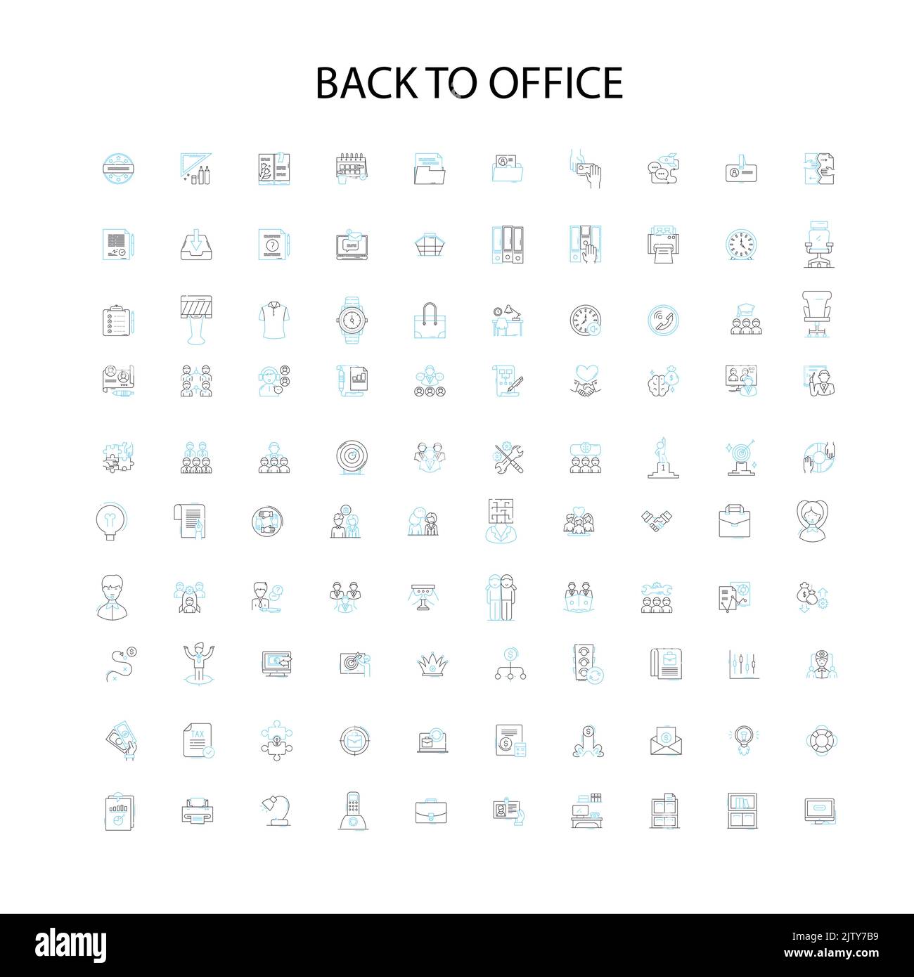 back to office icons, signs, outline symbols, concept linear ...