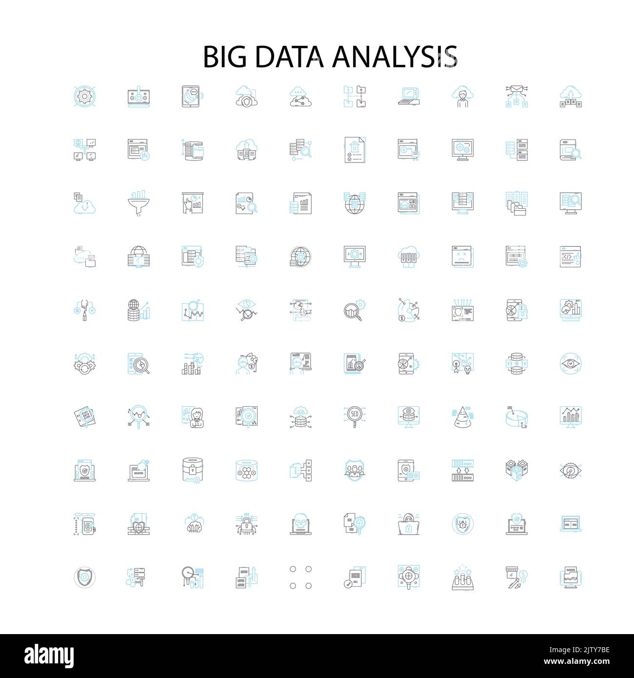 Big Data Analysis Icons Signs Outline Symbols Concept Linear Illustration Line Collection