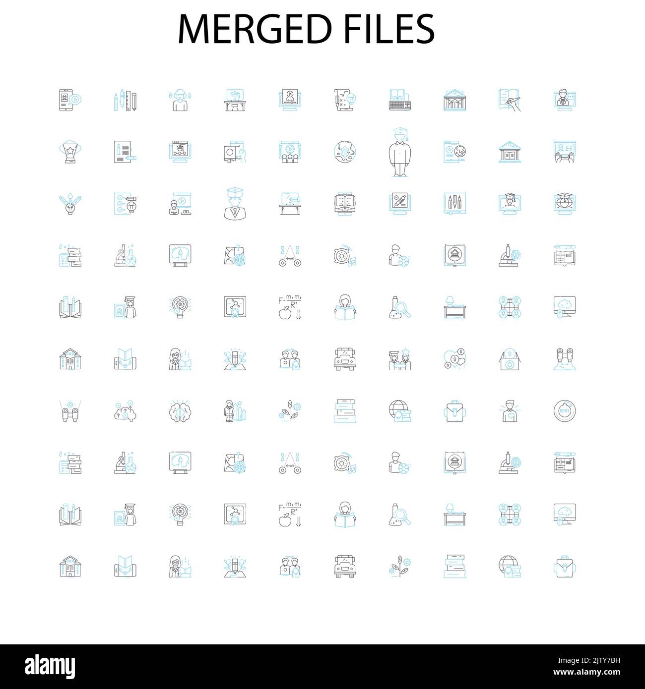 merged files icons, signs, outline symbols, concept linear illustration ...