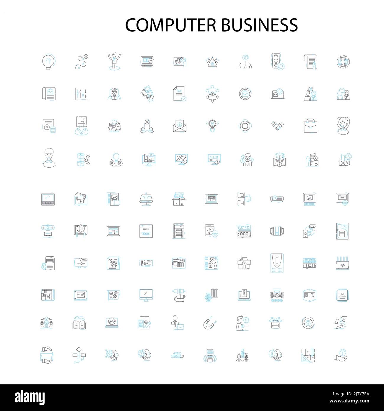 computer business icons, signs, outline symbols, concept linear ...