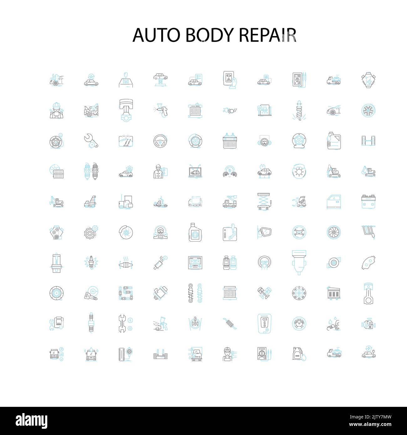 auto body repair icons, signs, outline symbols, concept linear ... auto body repair icons, signs, outline symbols, concept linear ...