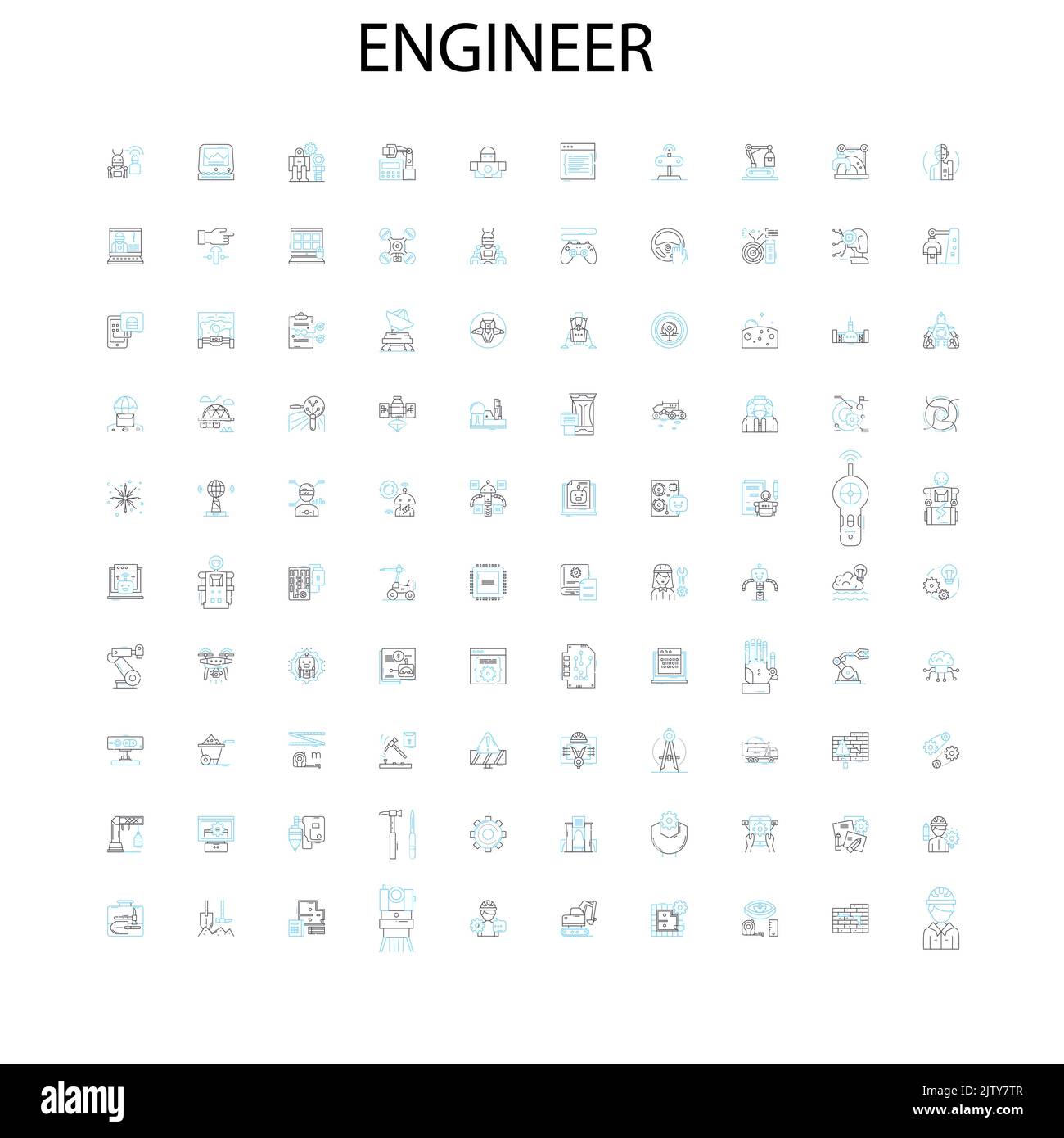 engineer icons, signs, outline symbols, concept linear illustration ...