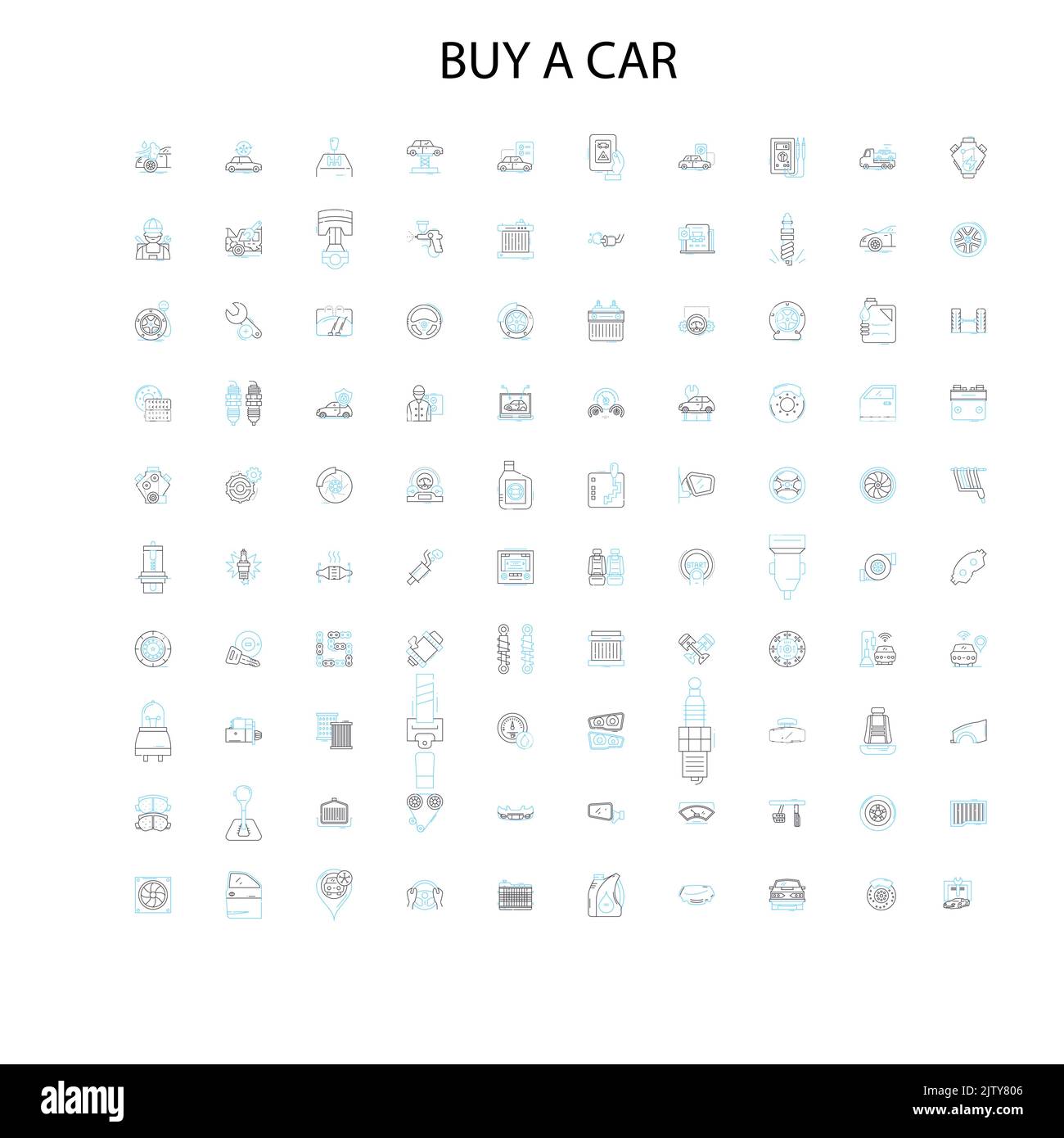 buy a car icons, signs, outline symbols, concept linear illustration ...