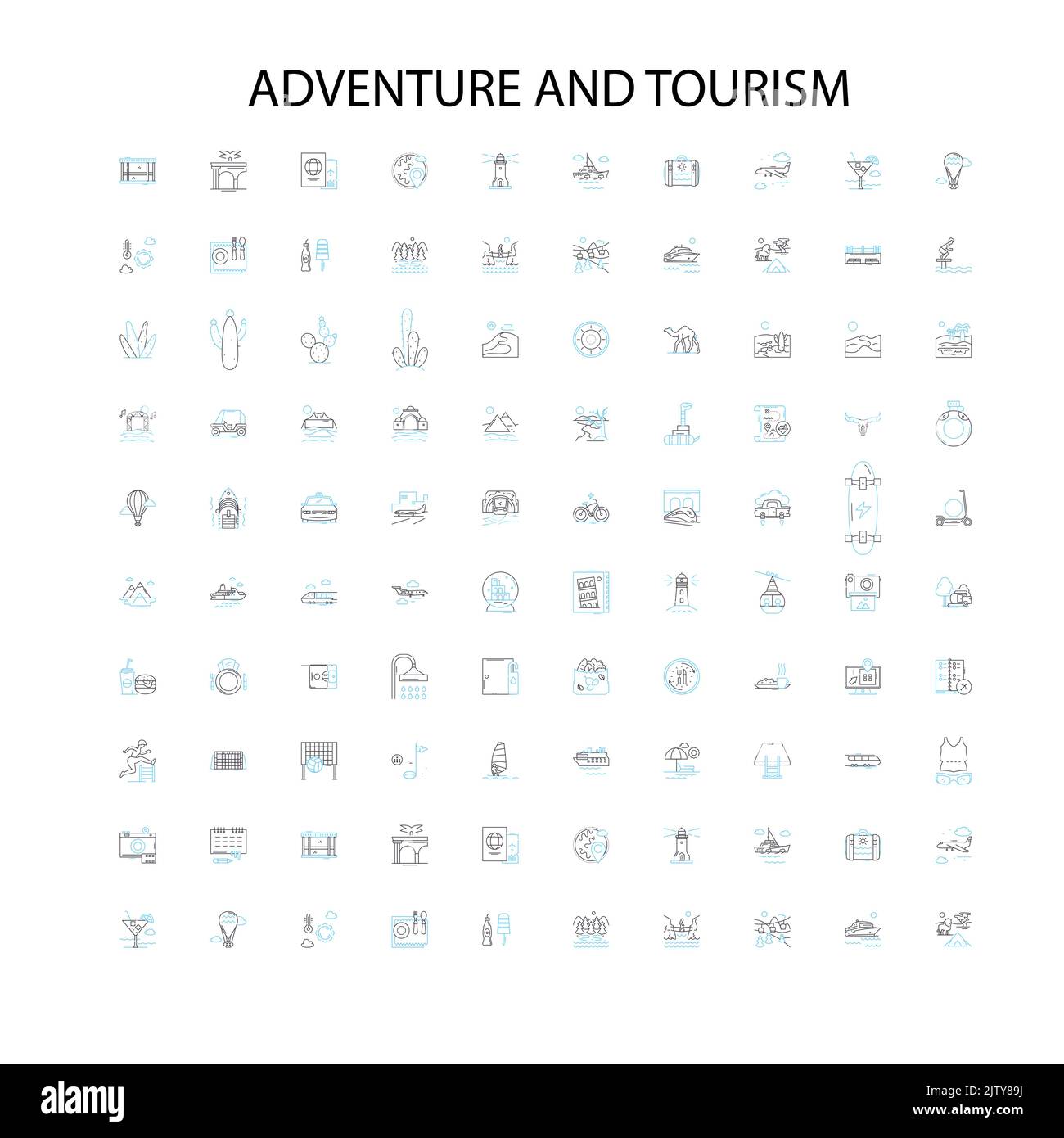 adventure and tourism icons, signs, outline symbols, concept linear ... adventure and tourism icons, signs, outline symbols, concept linear ...