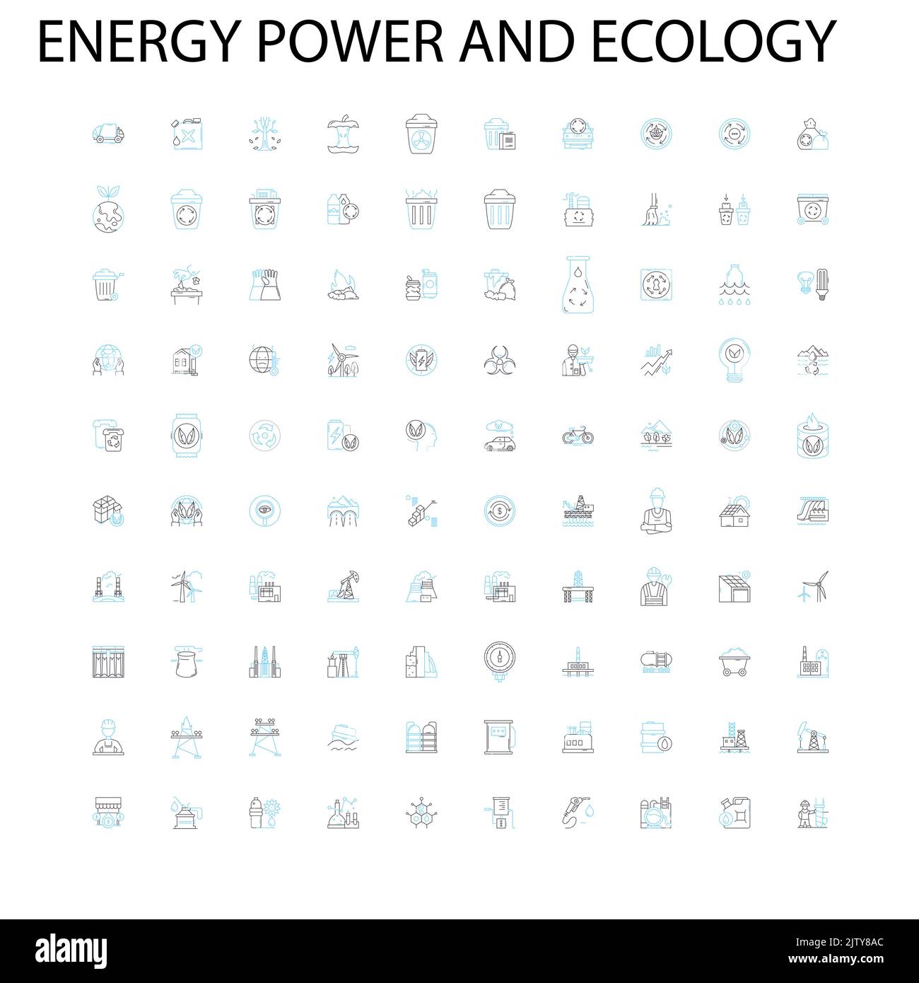 energy power and ecology icons, signs, outline symbols, concept linear ...