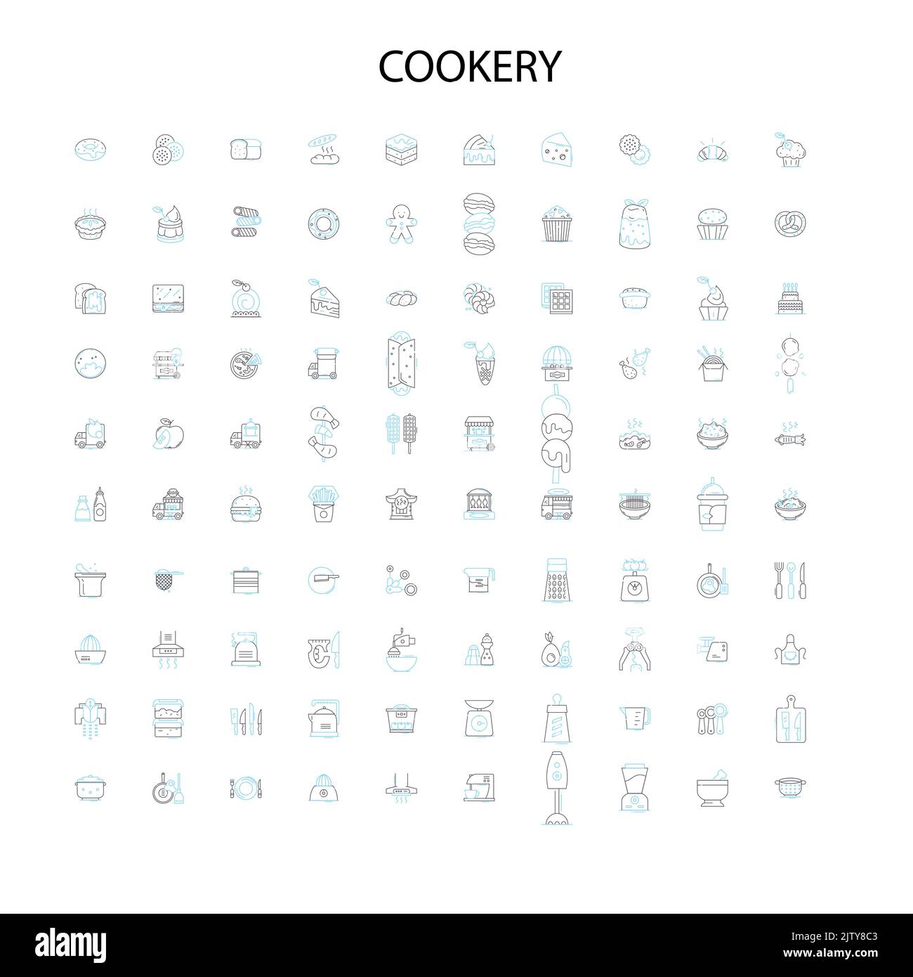 cookery icons, signs, outline symbols, concept linear illustration line ...