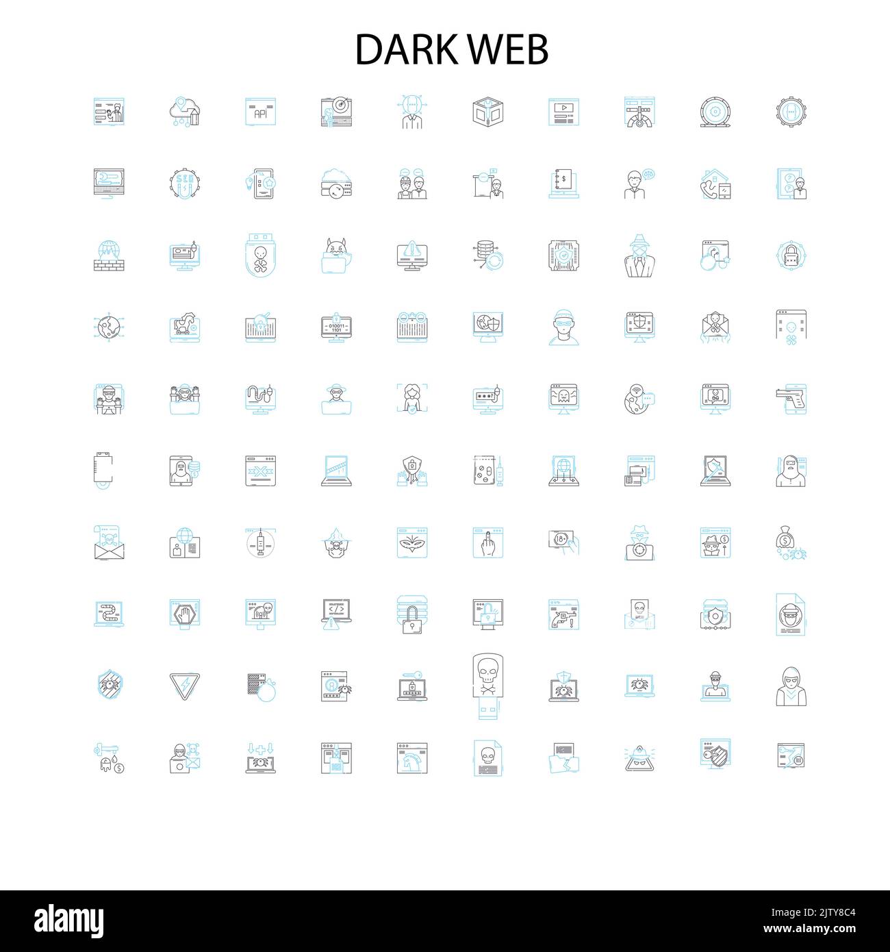 dark web icons, signs, outline symbols, concept linear illustration ... dark web icons, signs, outline symbols, concept linear illustration ...