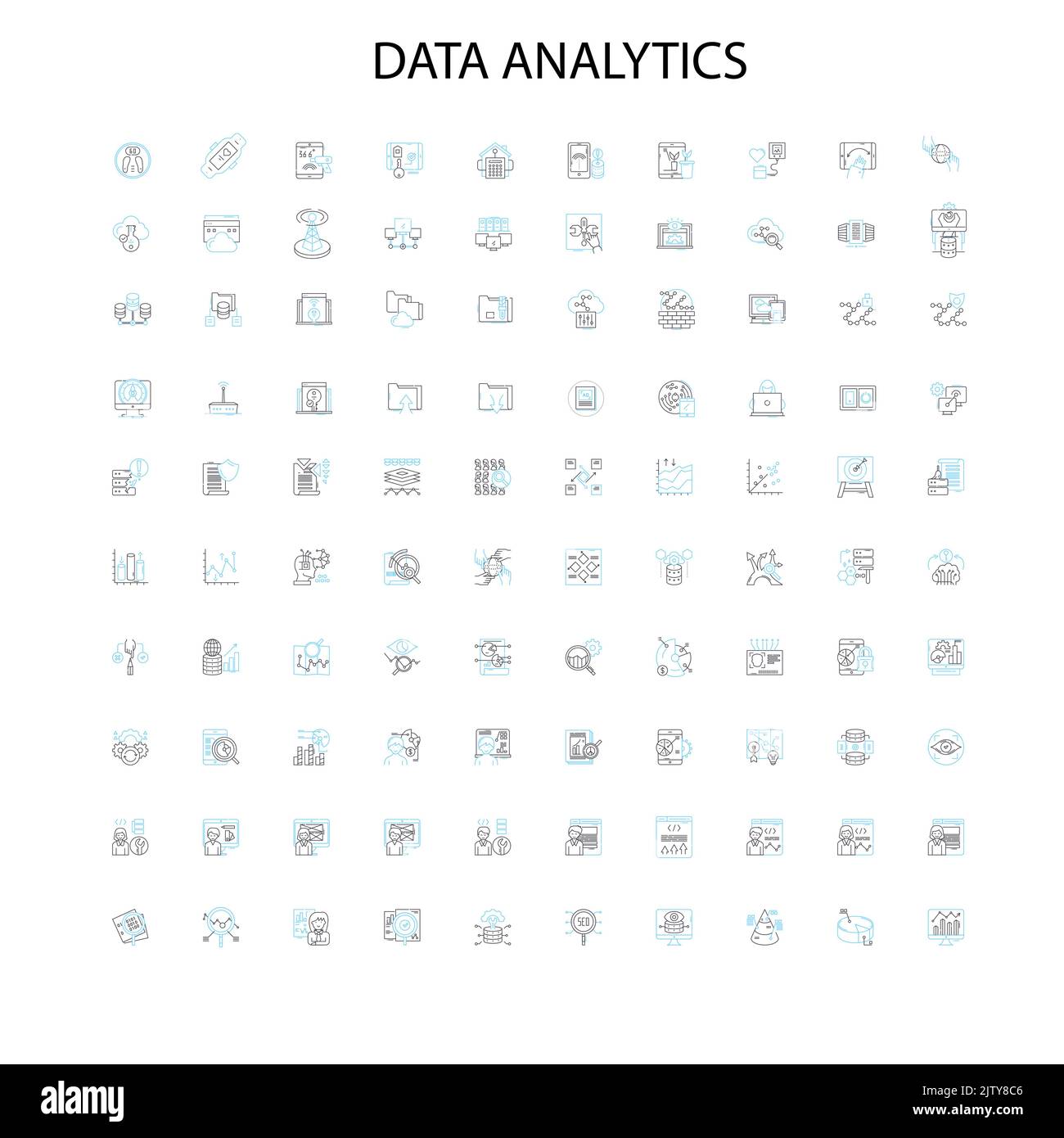data analytics icons, signs, outline symbols, concept linear illustration line collection Stock ...