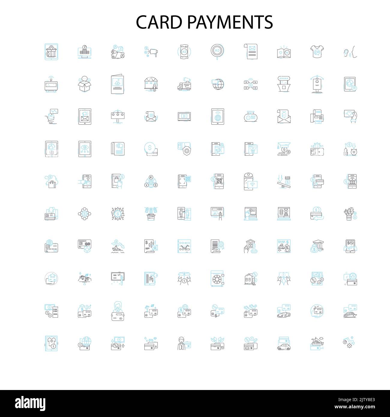 card payments icons, signs, outline symbols, concept linear ...