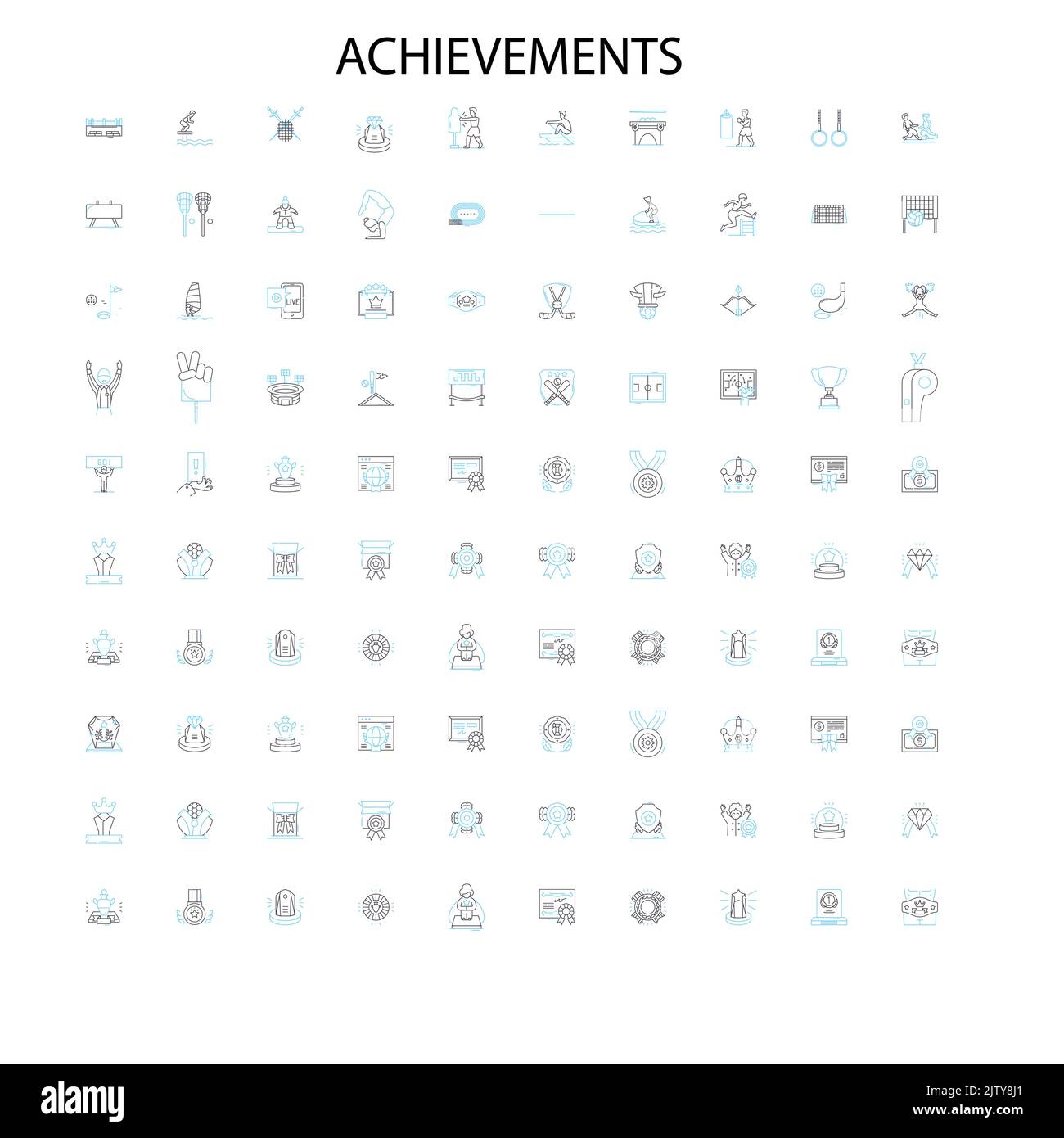 achievements icons, signs, outline symbols, concept linear illustration ...