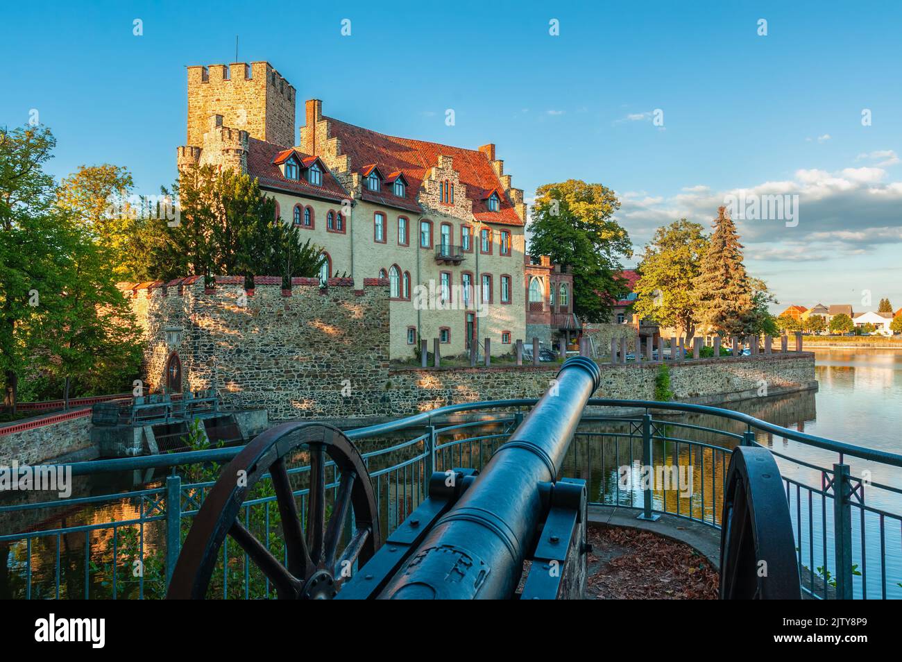 Flechtingen, Germany - August 8, 2022: Historical moated medieval ...