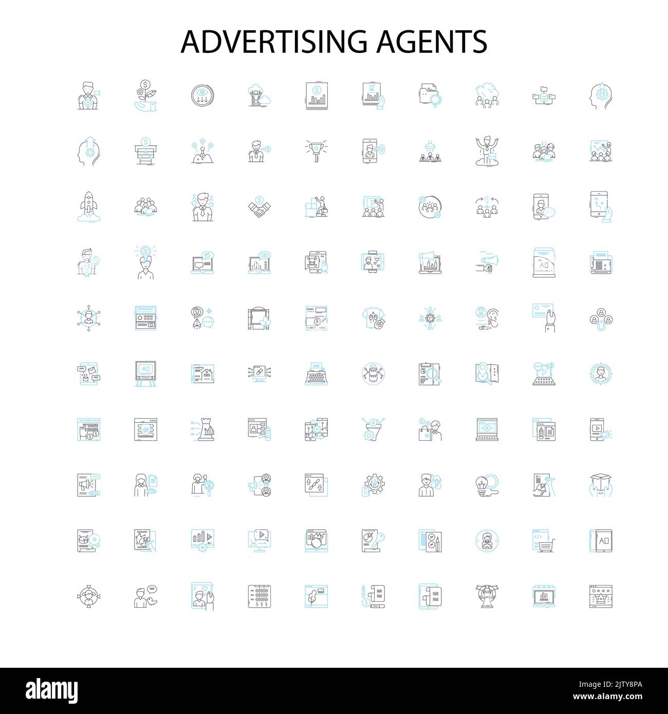 advertising agents icons, signs, outline symbols, concept linear ...