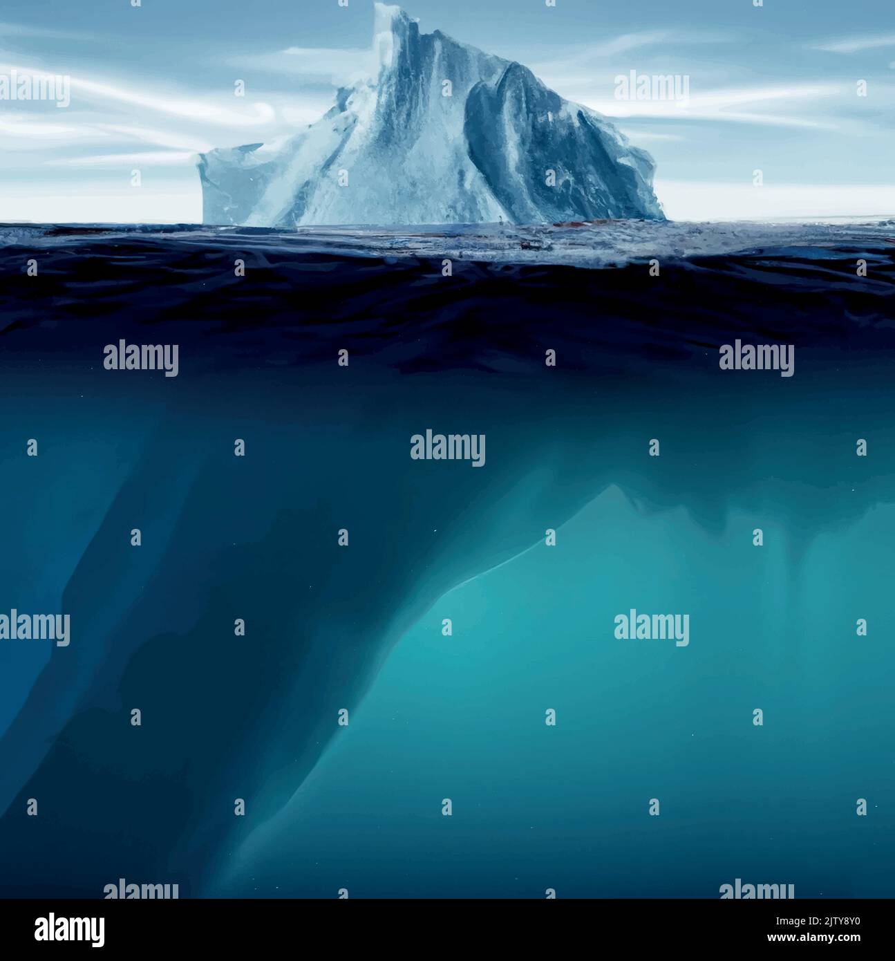 The visible and invisible in the water parts of the iceberg Stock ...