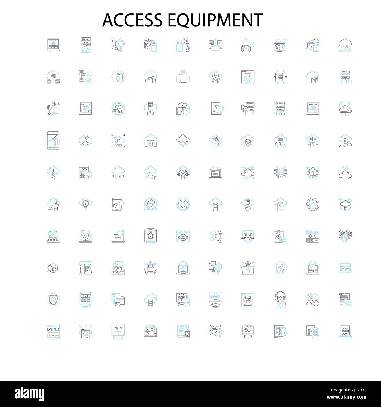 access equipment icons, signs, outline symbols, concept linear illustration line collection ...