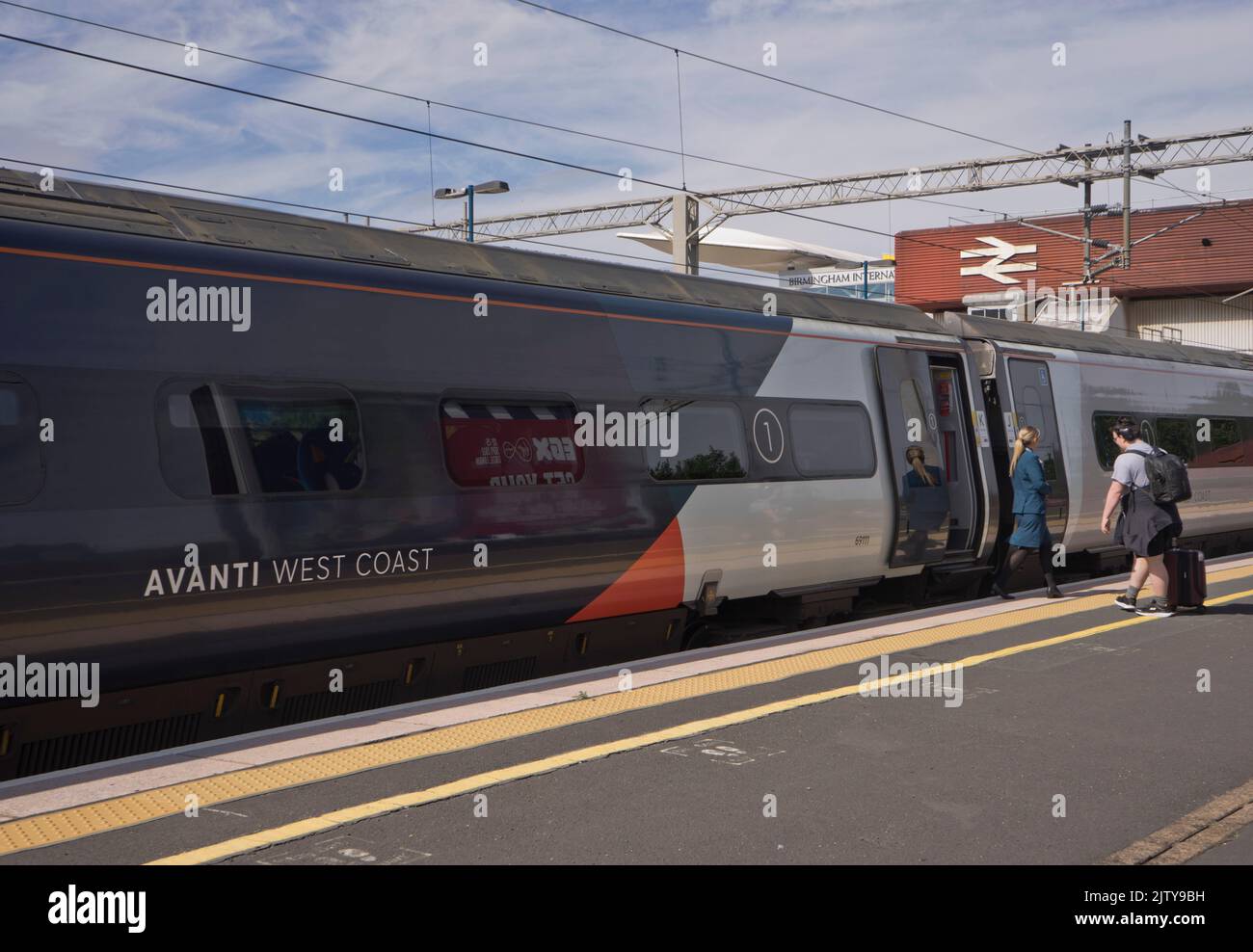 Passenger trains at Birmingham International Airport rail station ...