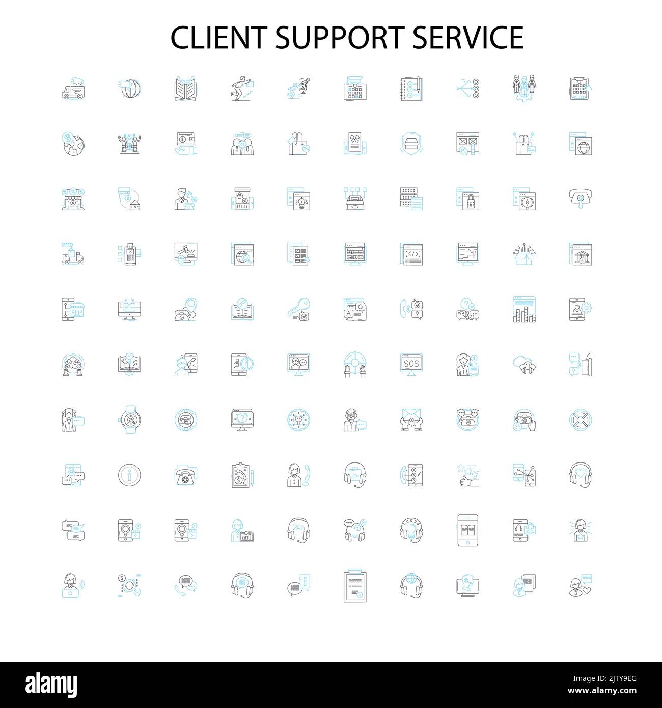 client support service icons, signs, outline symbols, concept linear ...