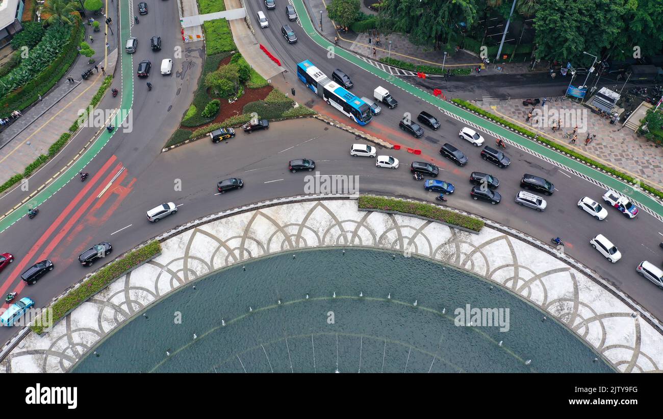 Above the sky high, the streets of Bundaran HI Jakarta are very ...