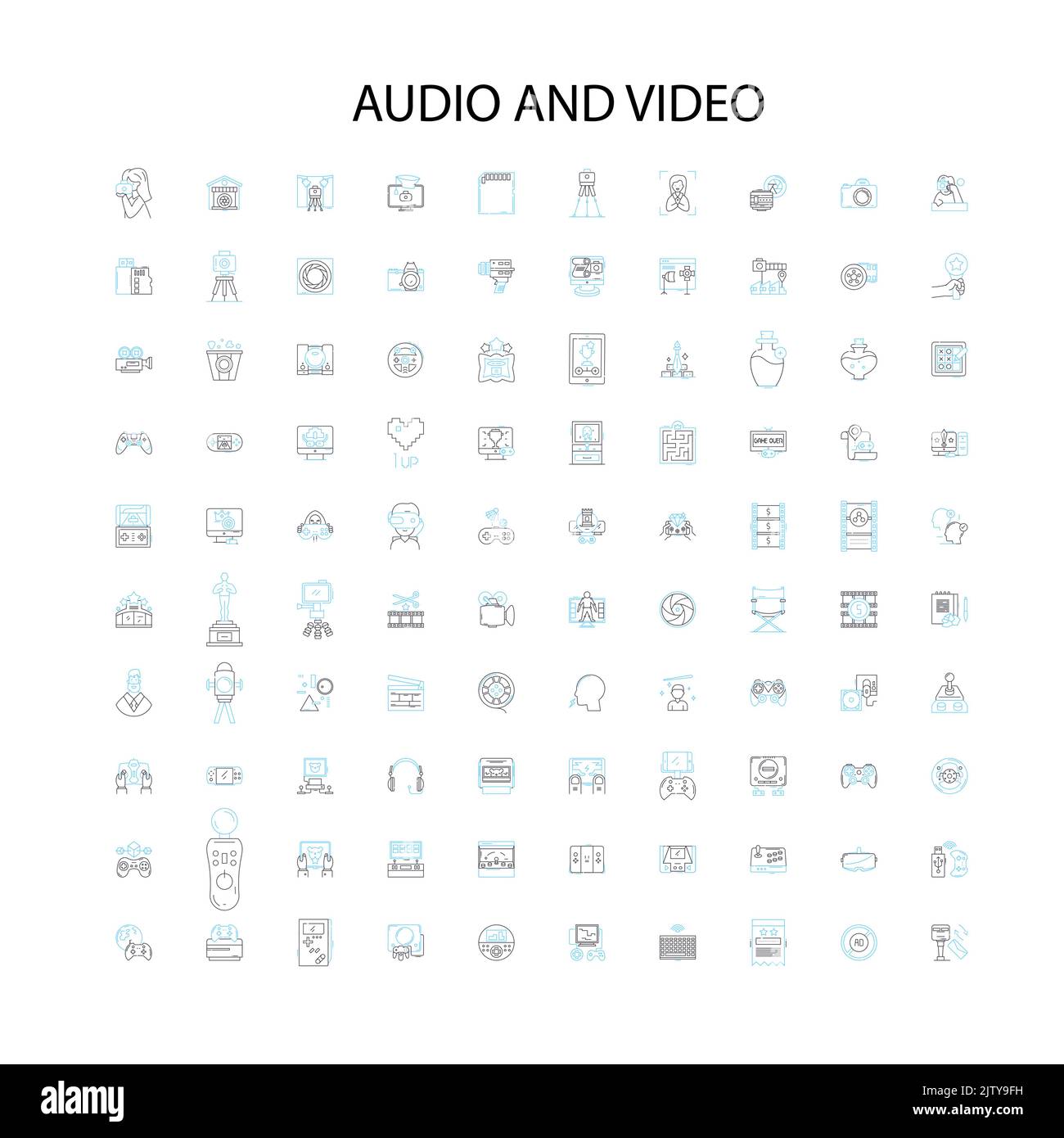 audio and video icons, signs, outline symbols, concept linear illustration line collection Stock ...