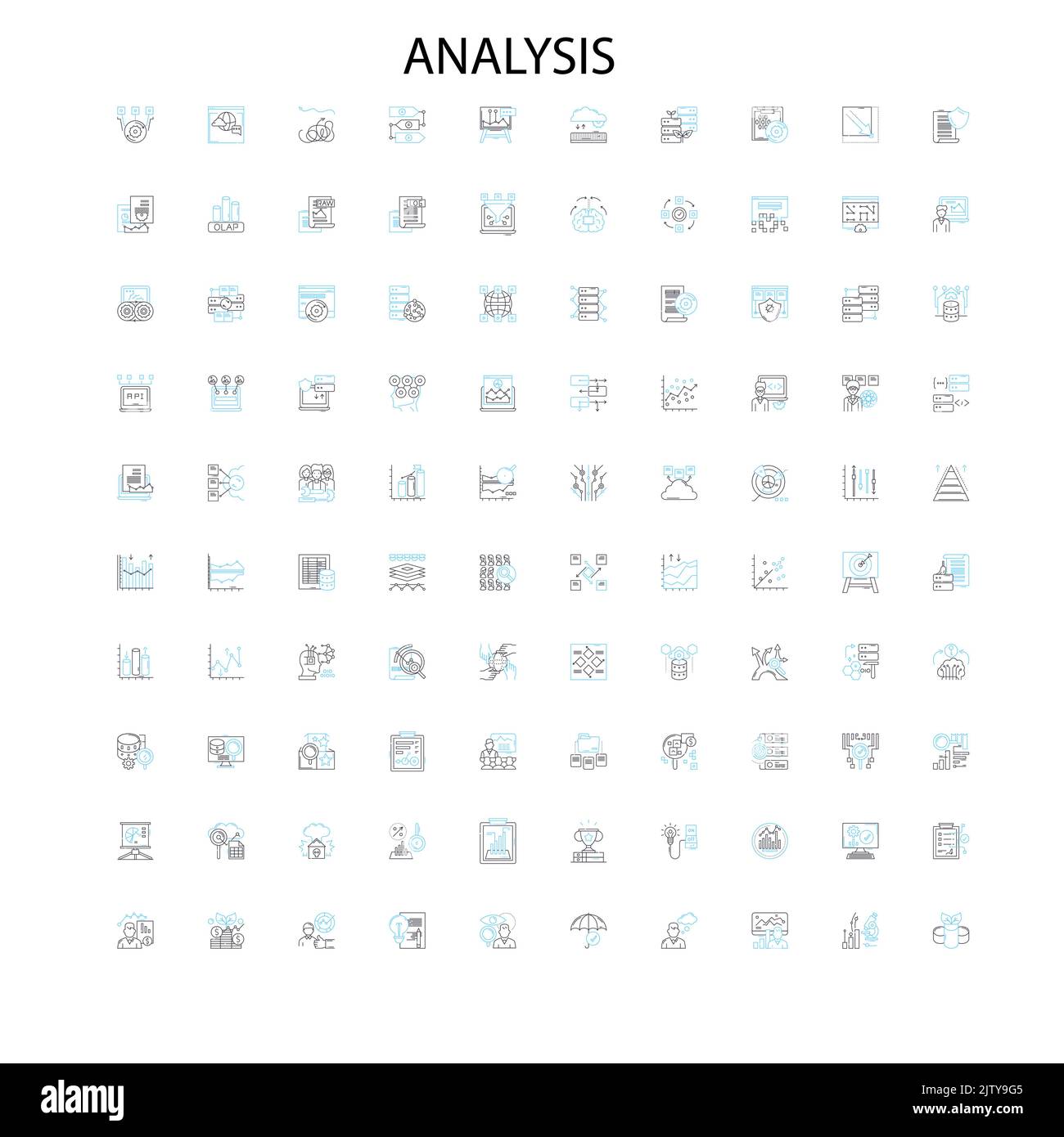 analysis concept icons, signs, outline symbols, concept linear ...