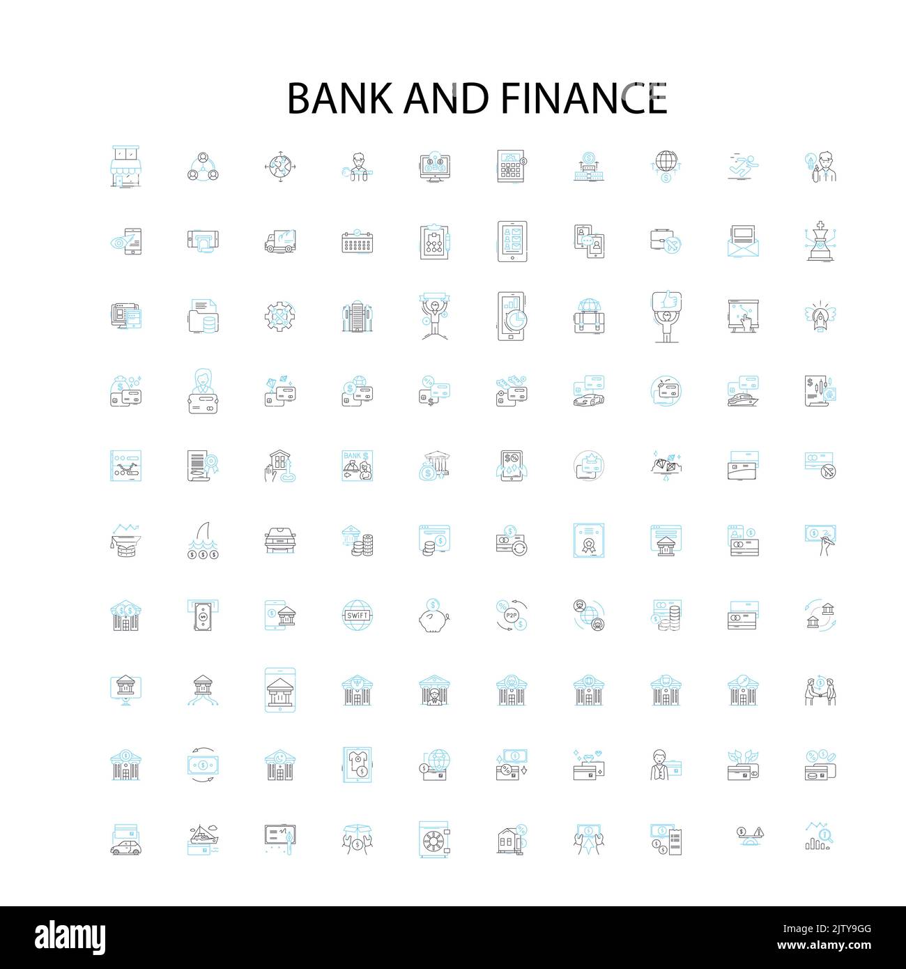 bank and finance icons, signs, outline symbols, concept linear ...