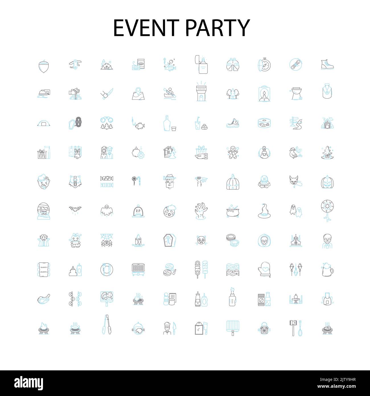 Event Party Icons Signs Outline Symbols Concept Linear Illustration Line Collection Stock