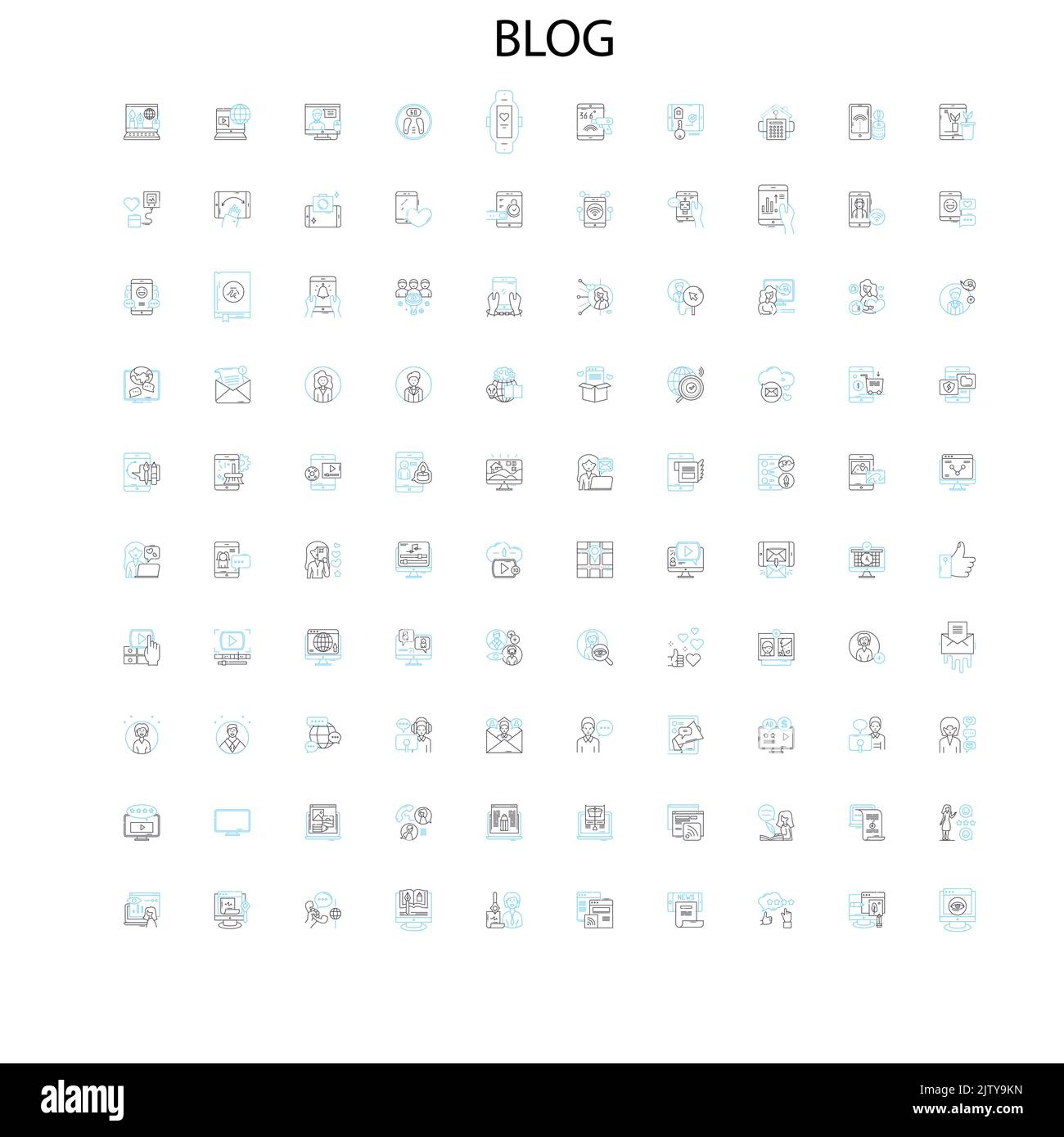 blog icons, signs, outline symbols, concept linear illustration line ...
