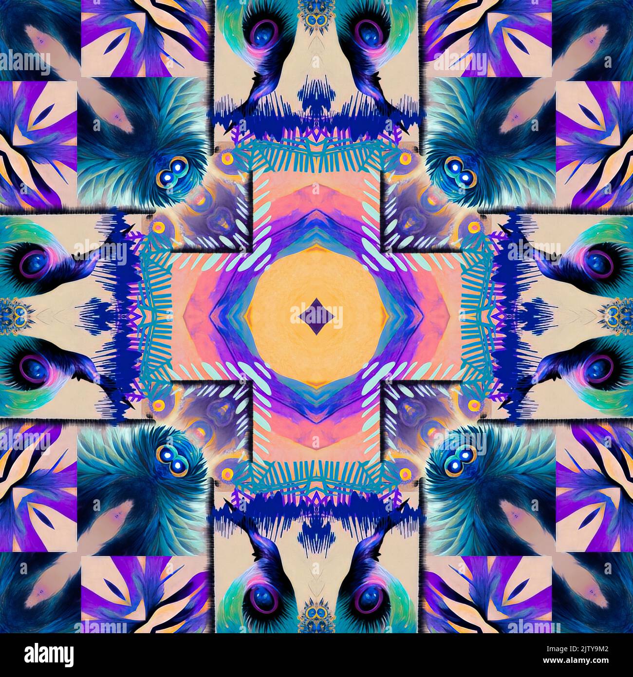 Brilliant peacock eye geometric wallpaper pattern. Elegant blur shimmer ...