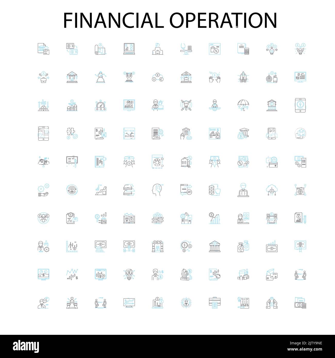 financial operation icons, signs, outline symbols, concept linear illustration line collection ...
